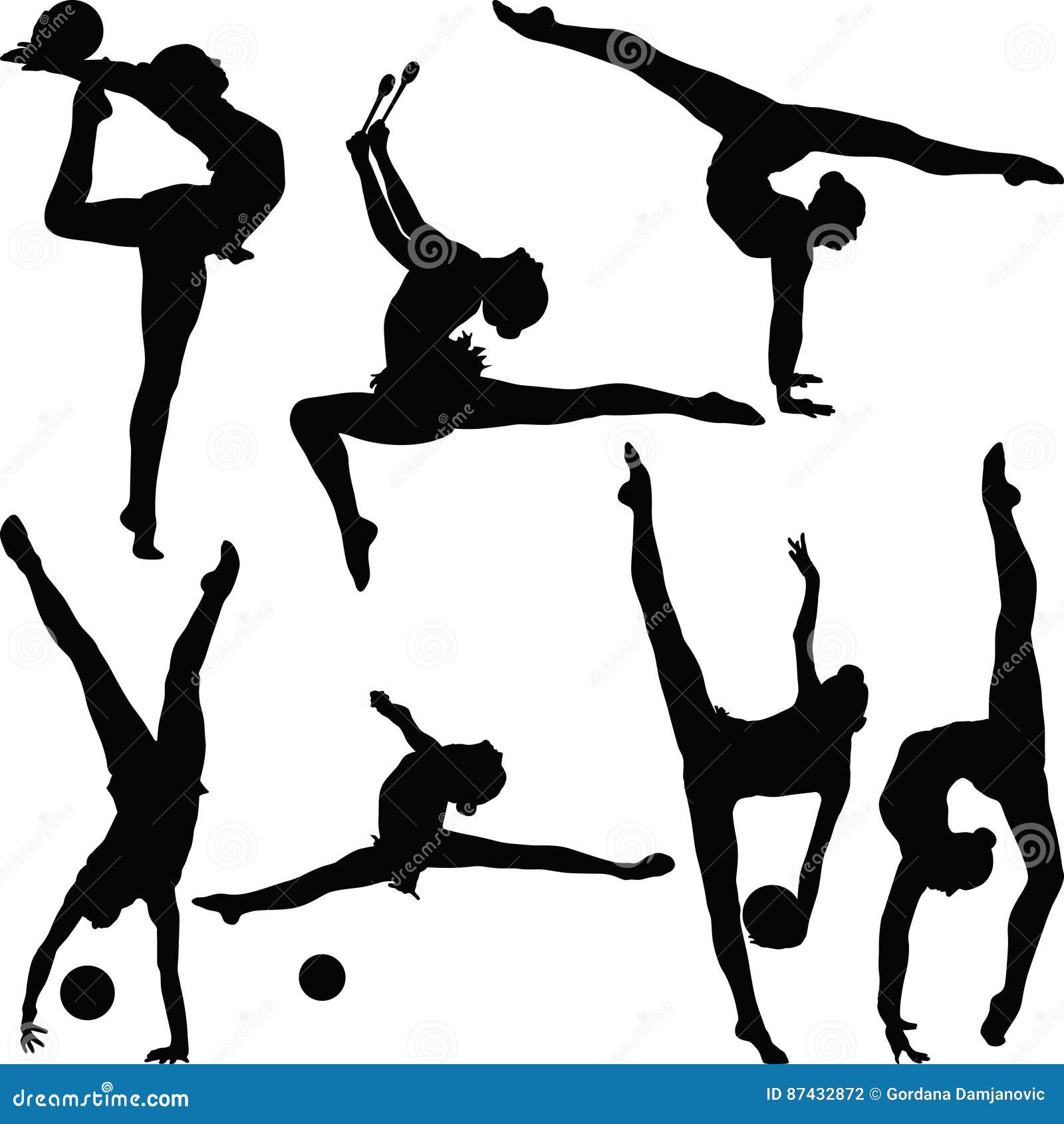 Rhythmic gymnastics vector stock vector. Illustration of black - 87432872