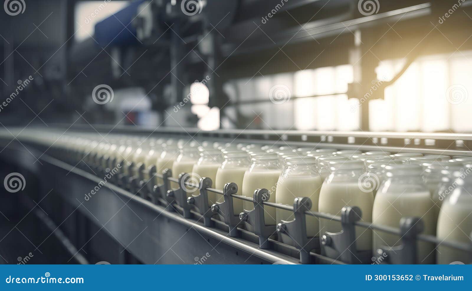 Rhythmic Movement of Milk Bottle Conveyor Symbolizes Streamlined ...