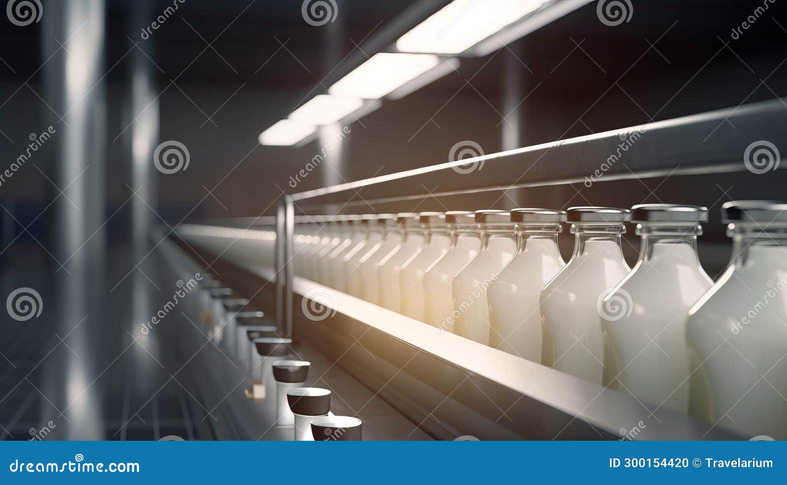 Rhythmic Movement of Milk Bottle Conveyor Symbolizes Streamlined ...