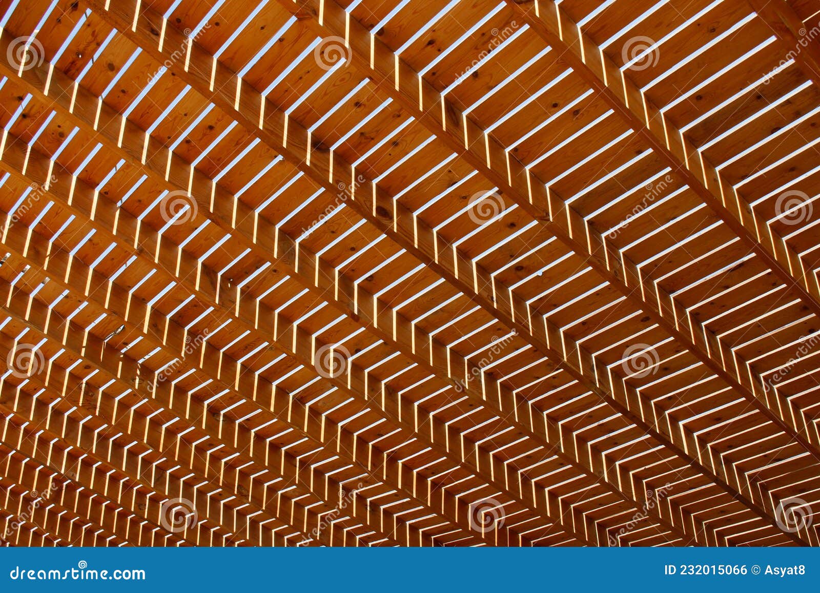 Rhythmic Wooden Roof Pattern with Sunlight. Canopy on the Beach Stock ...
