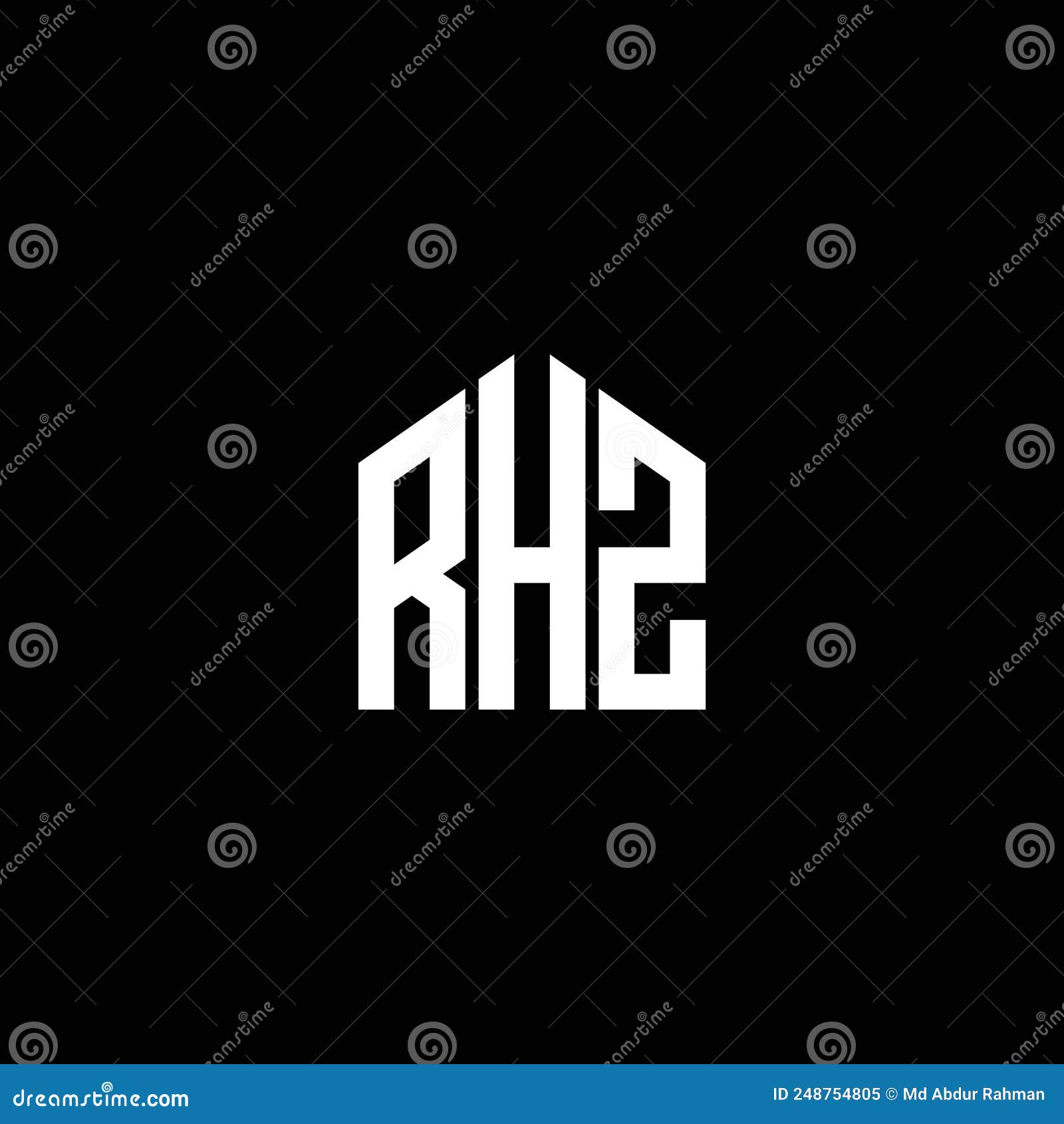 RHZ Letter Logo Design on BLACK Background. RHZ Creative Initials ...