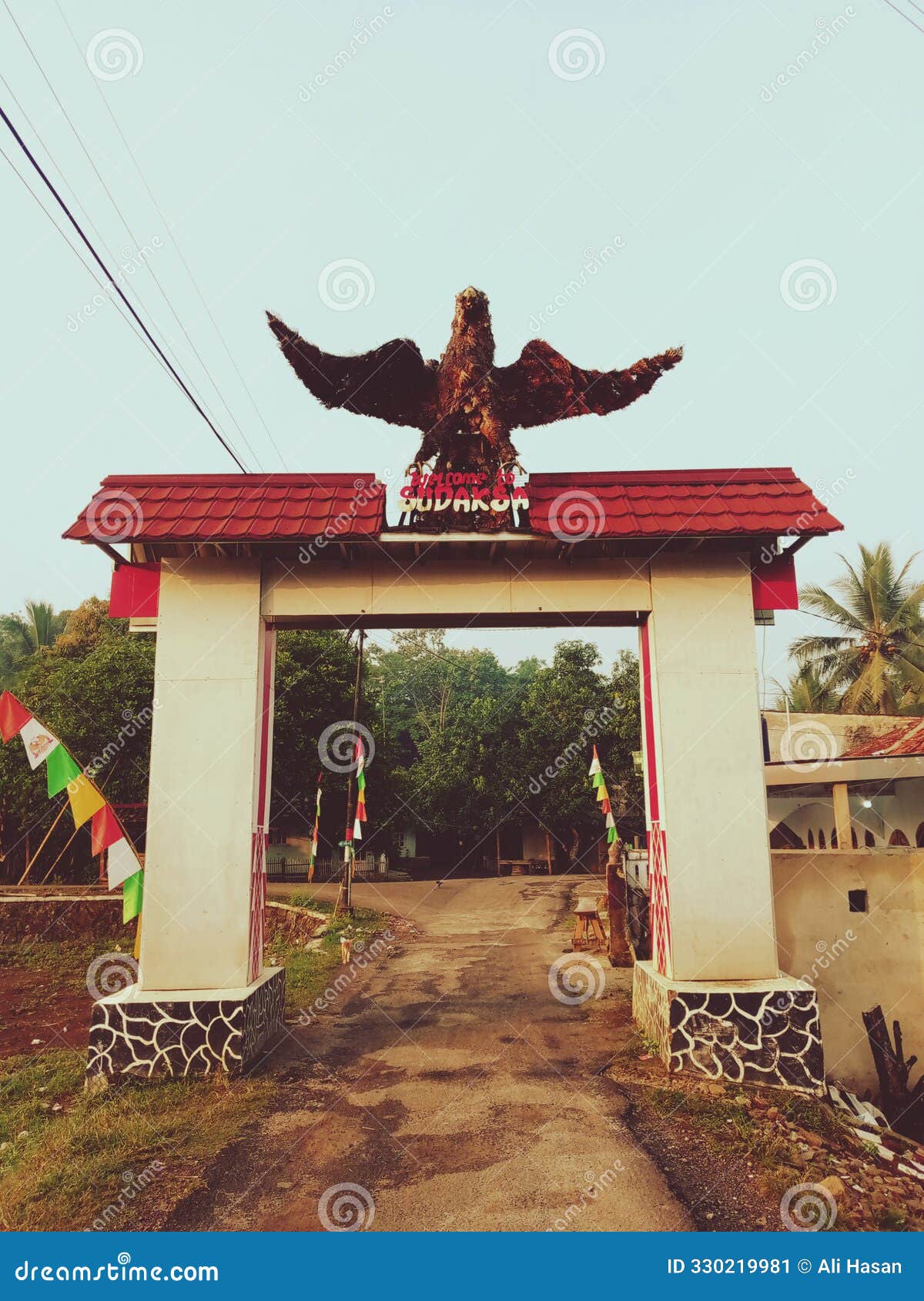 RI HUT Gate with the Symbol of the Garuda Bird Made from Leaves Stock ...