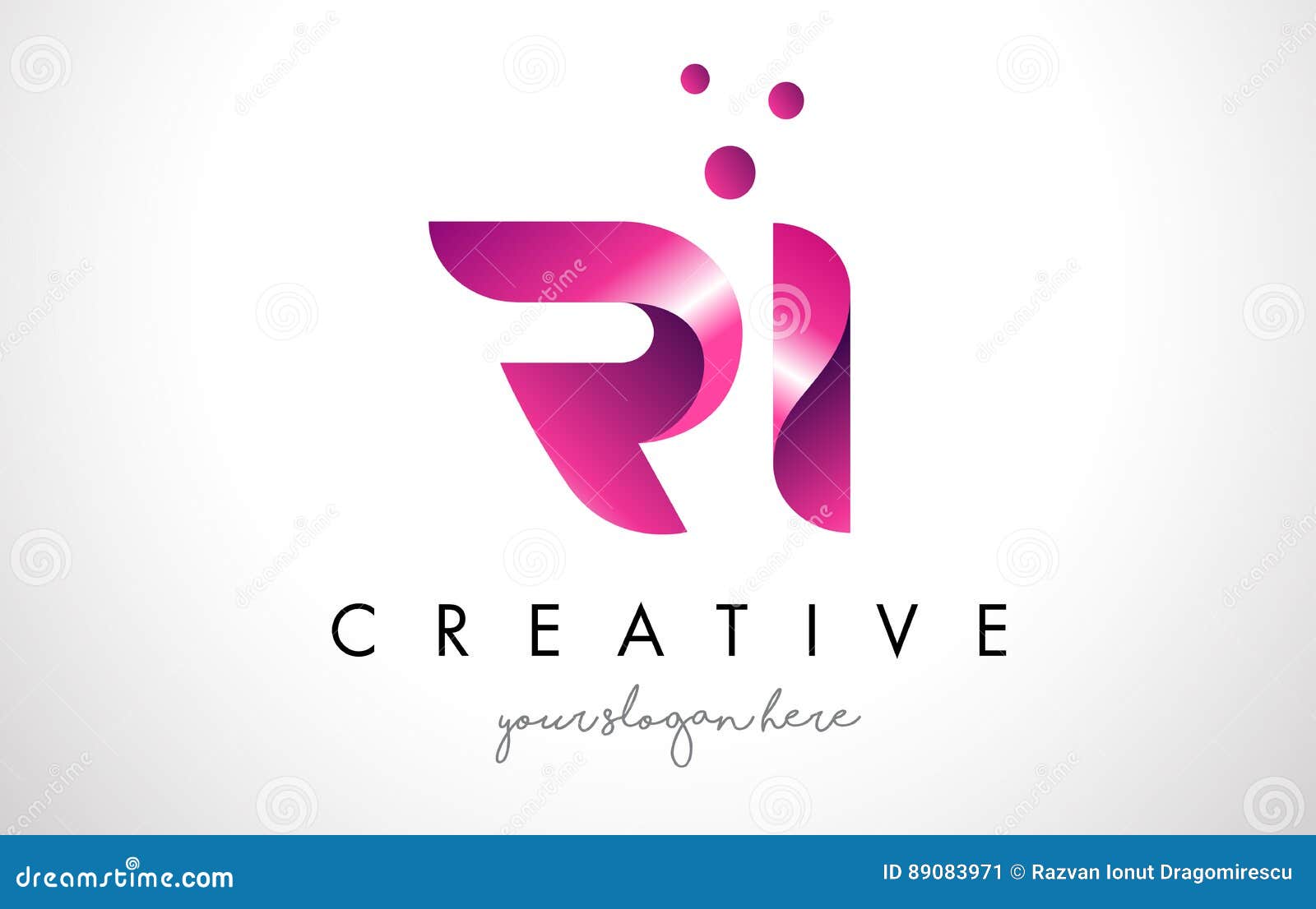 RI Letter Logo Design with Purple Colors and Dots Stock Vector ...