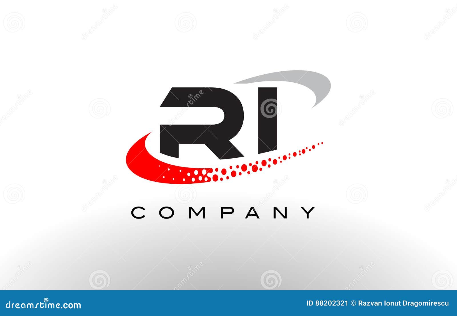 RI Modern Letter Logo Design with Red Dotted Swoosh Stock Vector ...