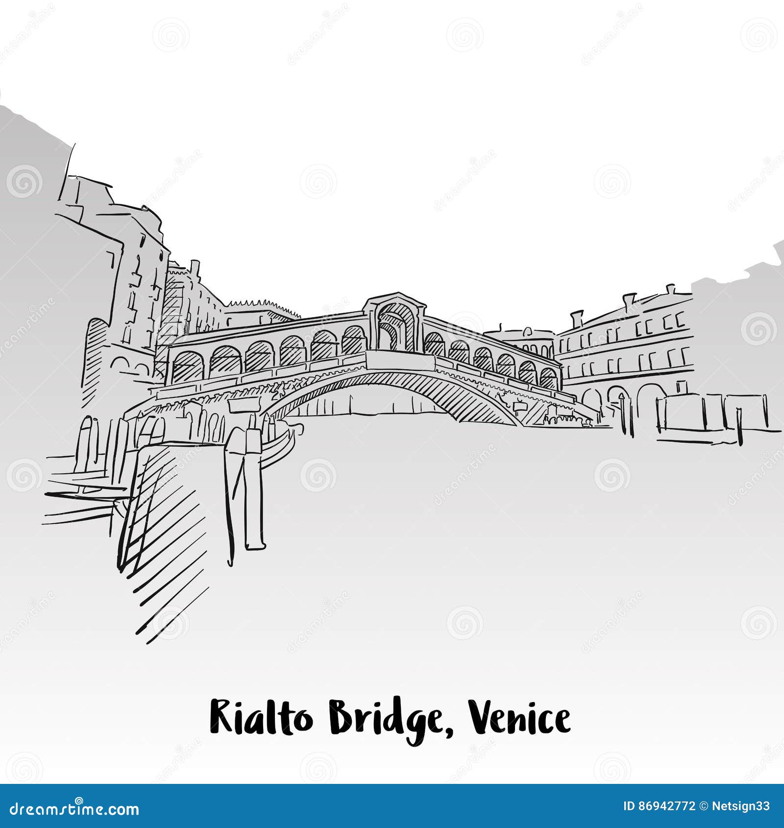 Rialto Bridge Greeting Card Stock Vector - Illustration of italian ...