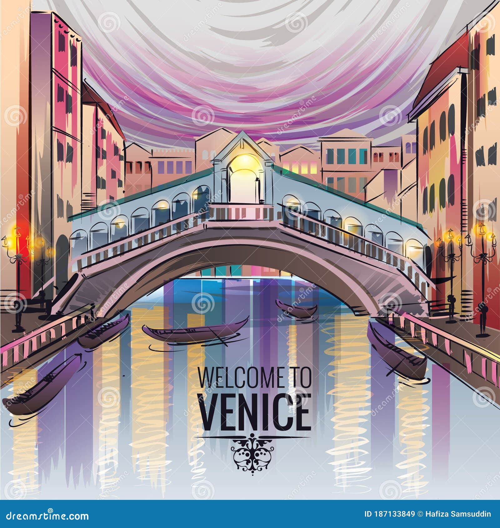 Rialto Bridge. Vector Illustration Decorative Design Stock Vector ...