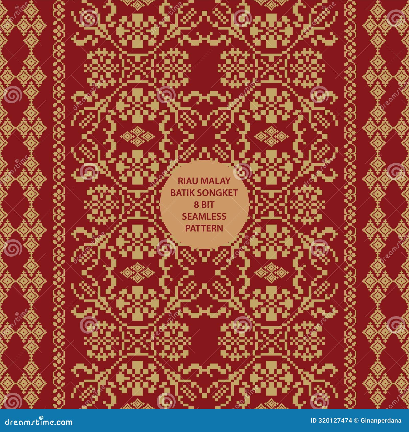Riau Malay Batik Songket 8 Bit Seamless Pattern Vector Illustration ...