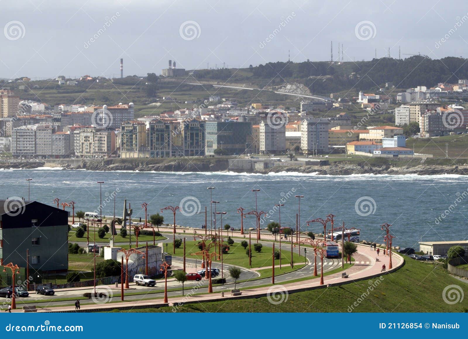 Riazor beach stock photo. Image of street, tourist, ocean - 21126854