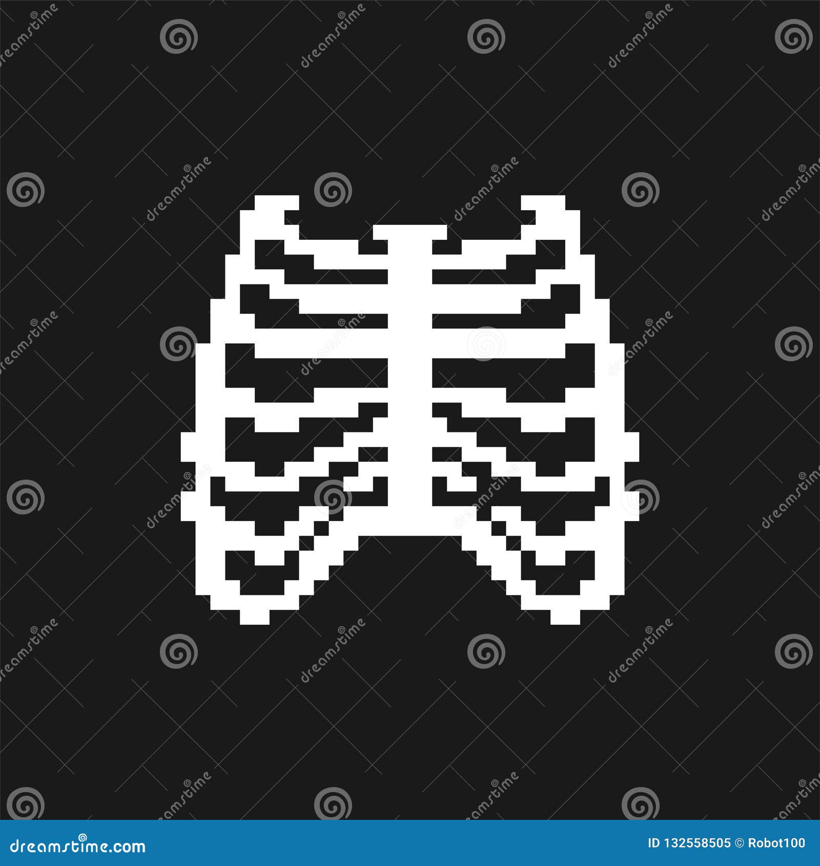 Rib Cage Pixel Art. Bones Anatomy 8 Bit. Pixelate Human Skeleton ...