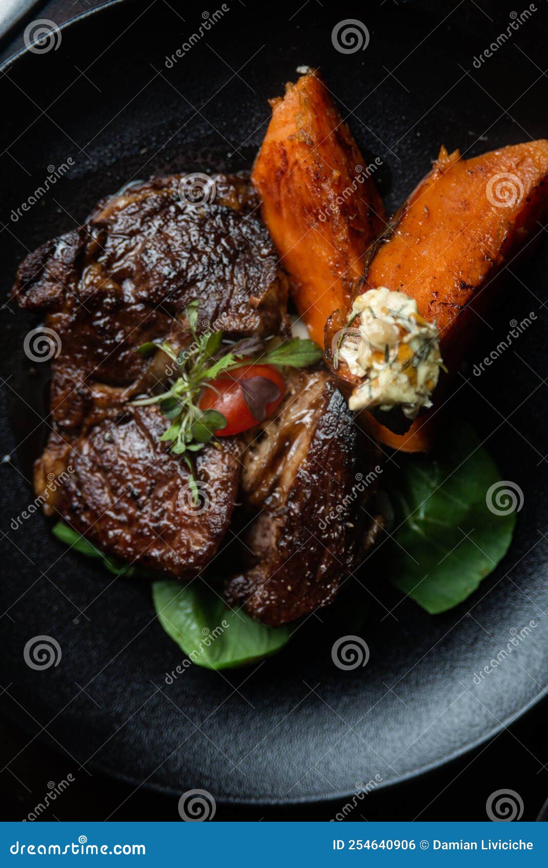 Detail of rib eye dish stock photo. Image of detail - 254640906