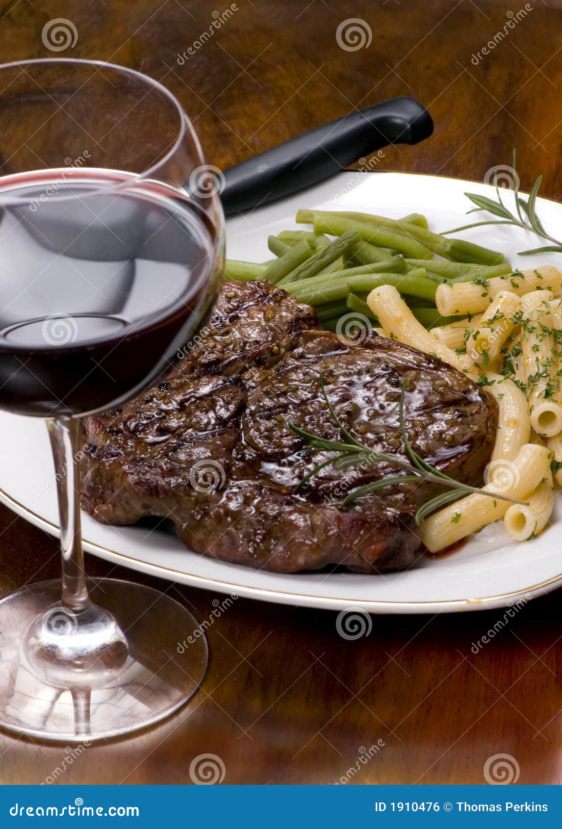 Rib Eye Steak Dinner 4 stock photo. Image of glass, pasta - 1910476
