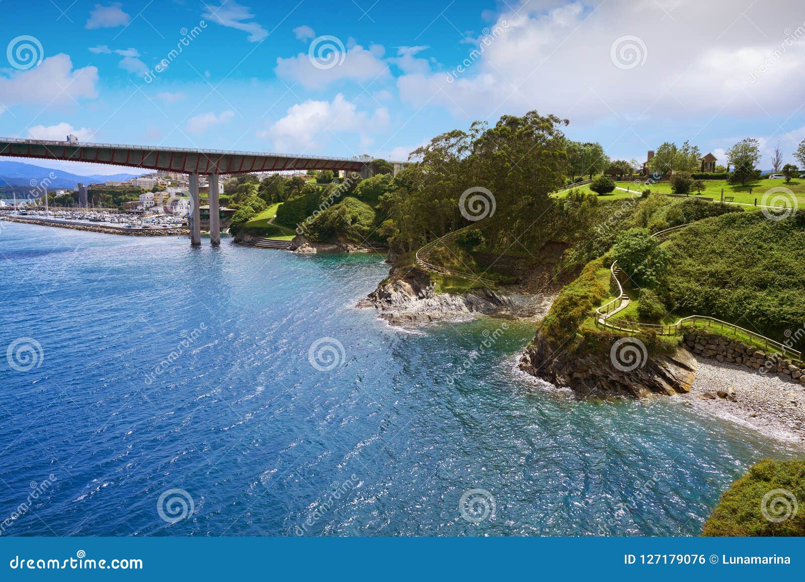 Ribadeo Bridge Over Eo River Galicia Spain Stock Photo - Image of ...