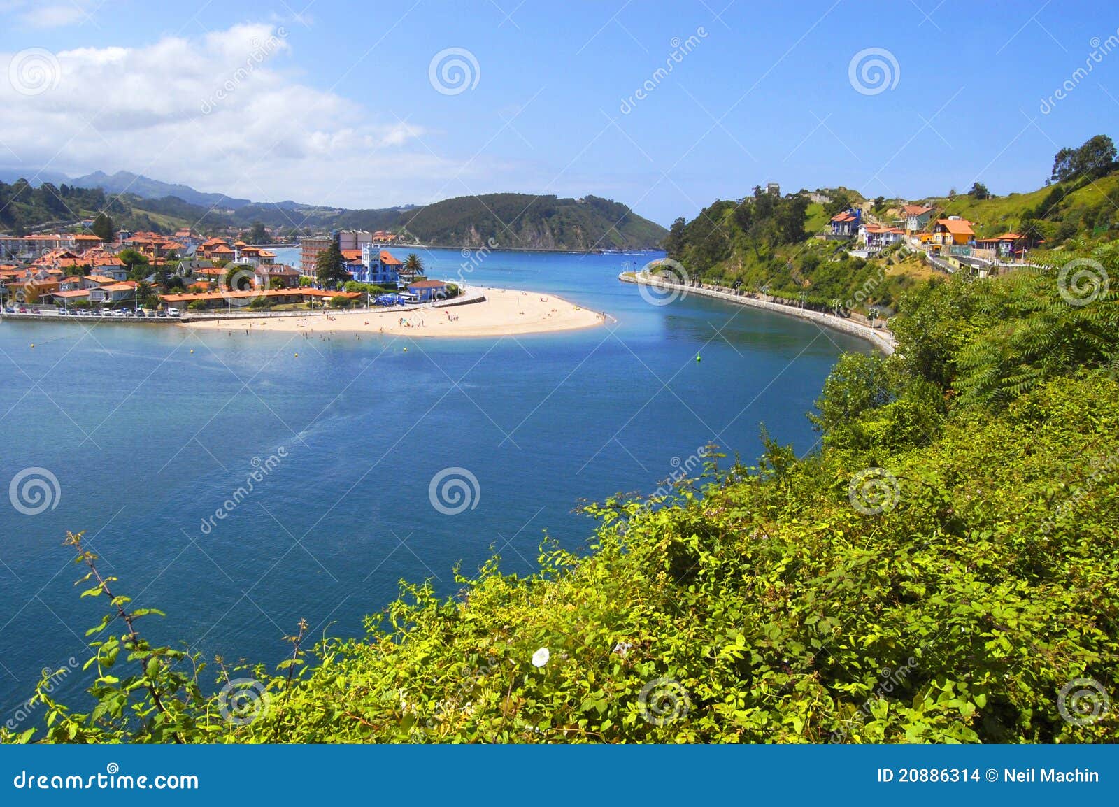 Ribadesella and the Sella River Stock Photo - Image of vacation, green ...
