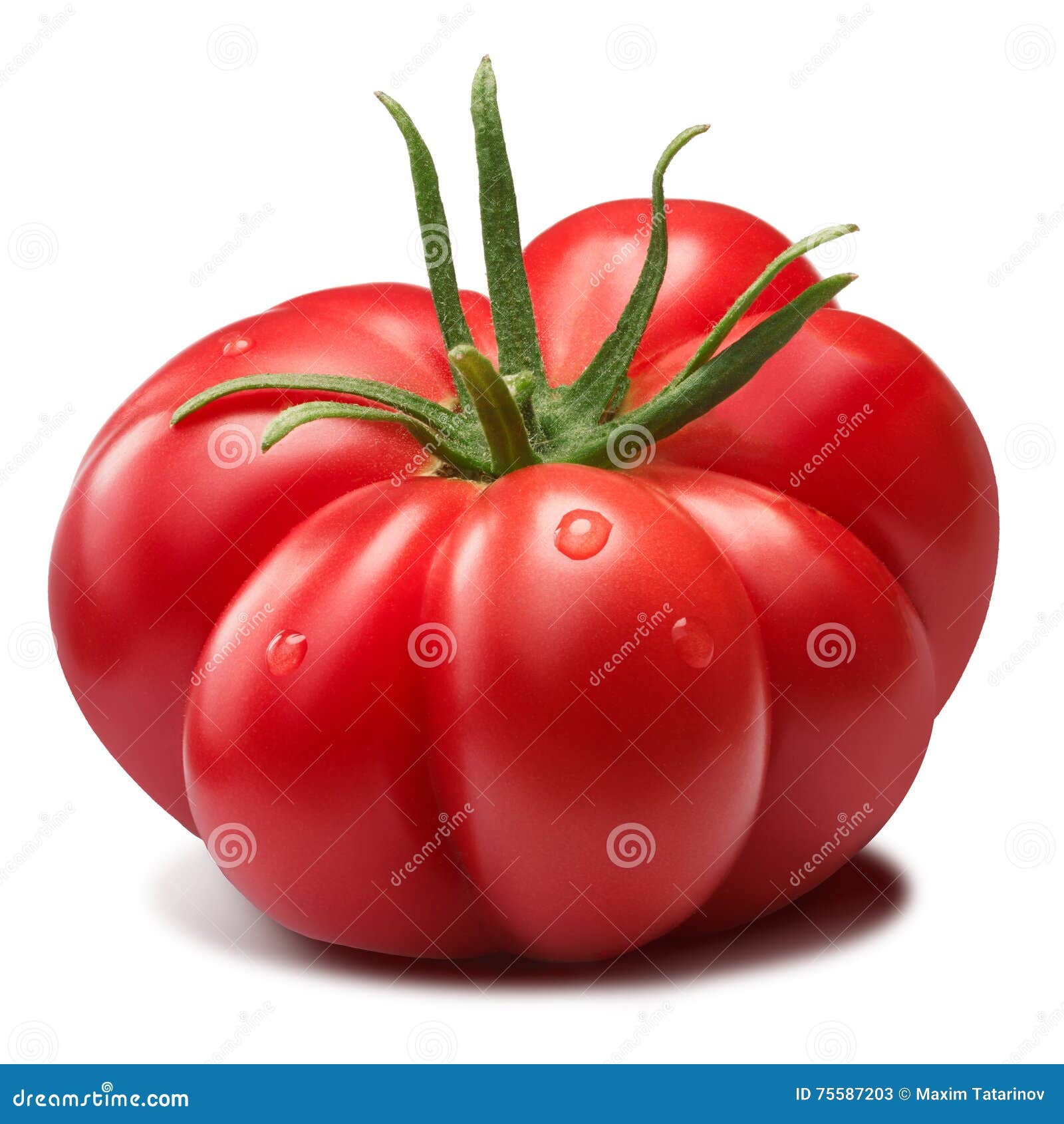 Ribbed Heirloom Tomato with Sepal, Paths Stock Image - Image of tomato ...