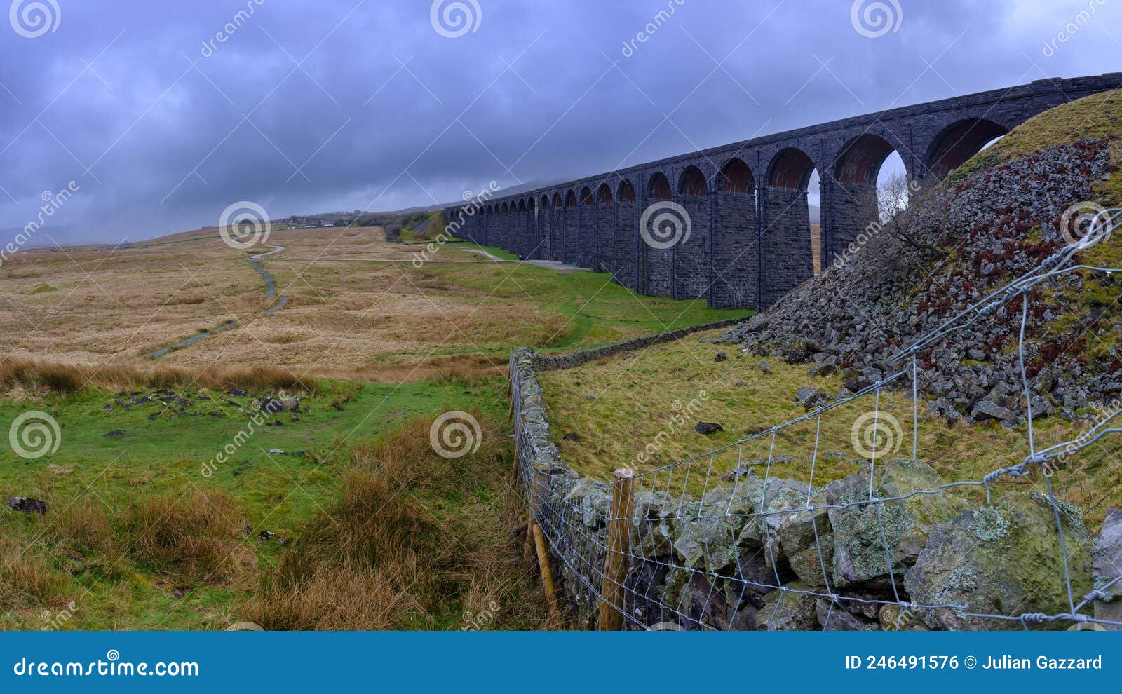 Ribblehead Viaduct on an Overcast Day Stock Photo - Image of england ...