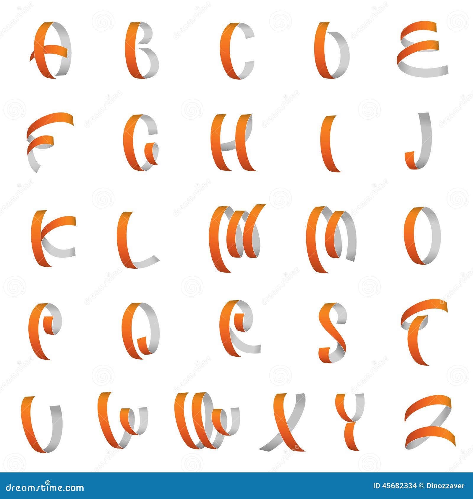 Ribbon Alphabet, Latin Letters Vector Stock Vector - Illustration of ...