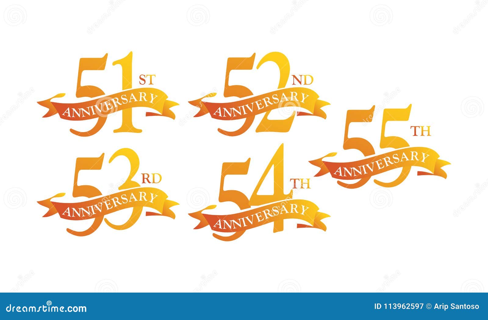 Ribbon Anniversary Template Set Stock Vector - Illustration of ceremony ...