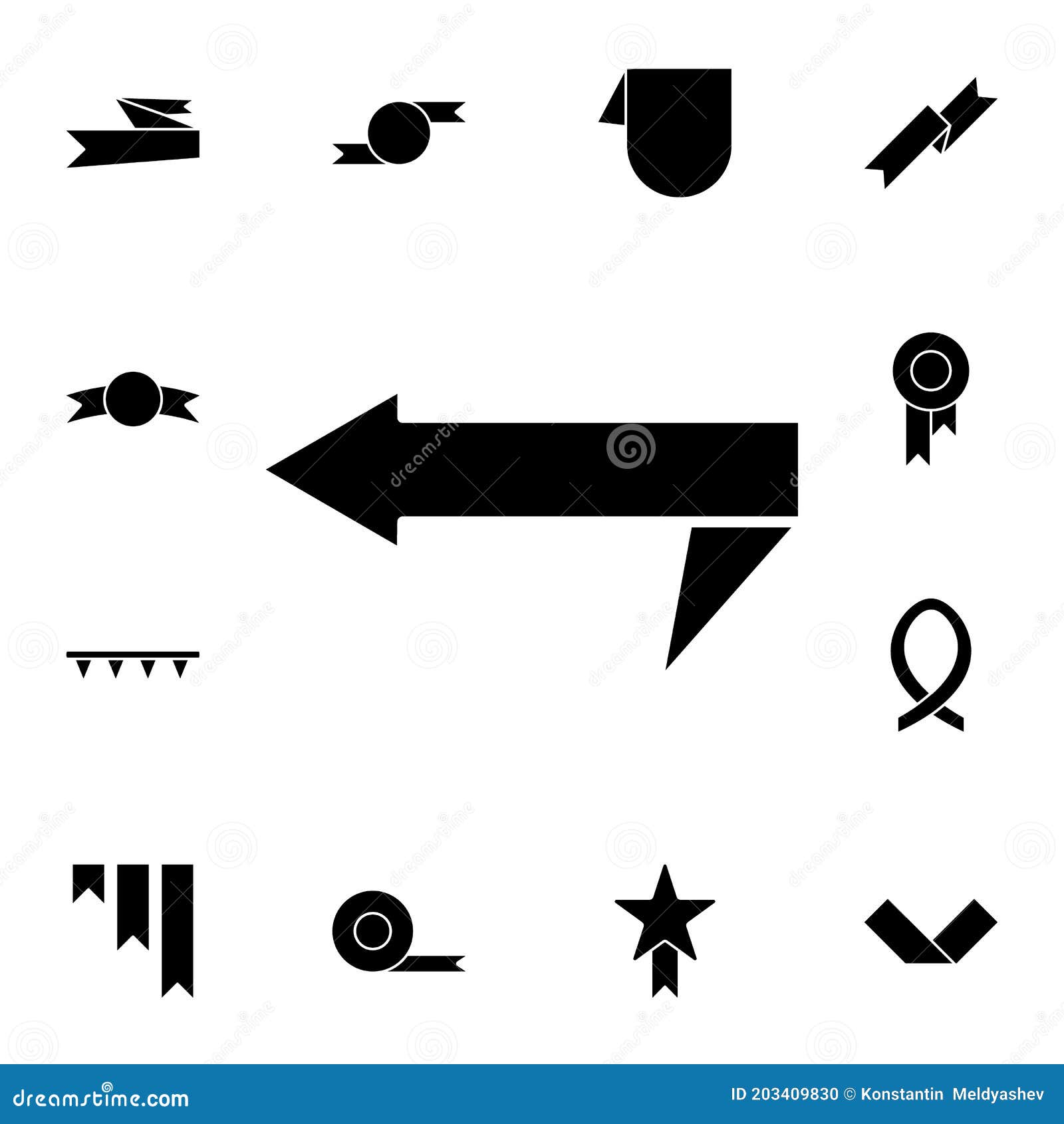 Ribbon, Arrow Flat Vector Icon in Ribbons Pack Stock Illustration ...