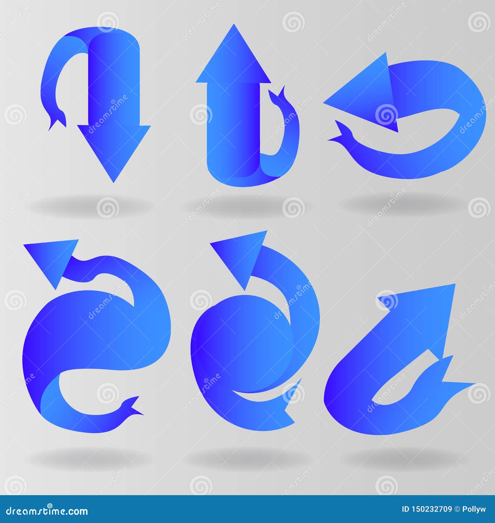 Ribbon Arrows Set, Six Interface Decoration Elements for Web and Print ...