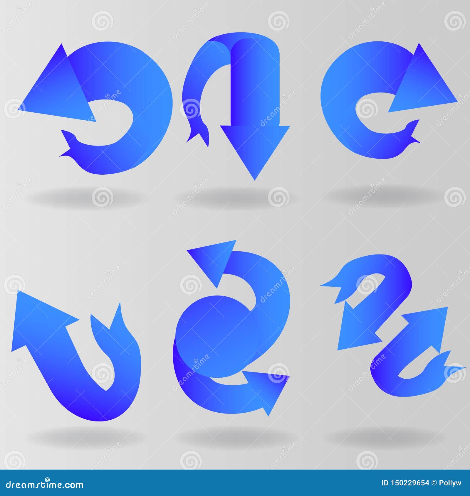 Ribbon Arrows Set, Six Interface Decoration Elements for Web and Print ...