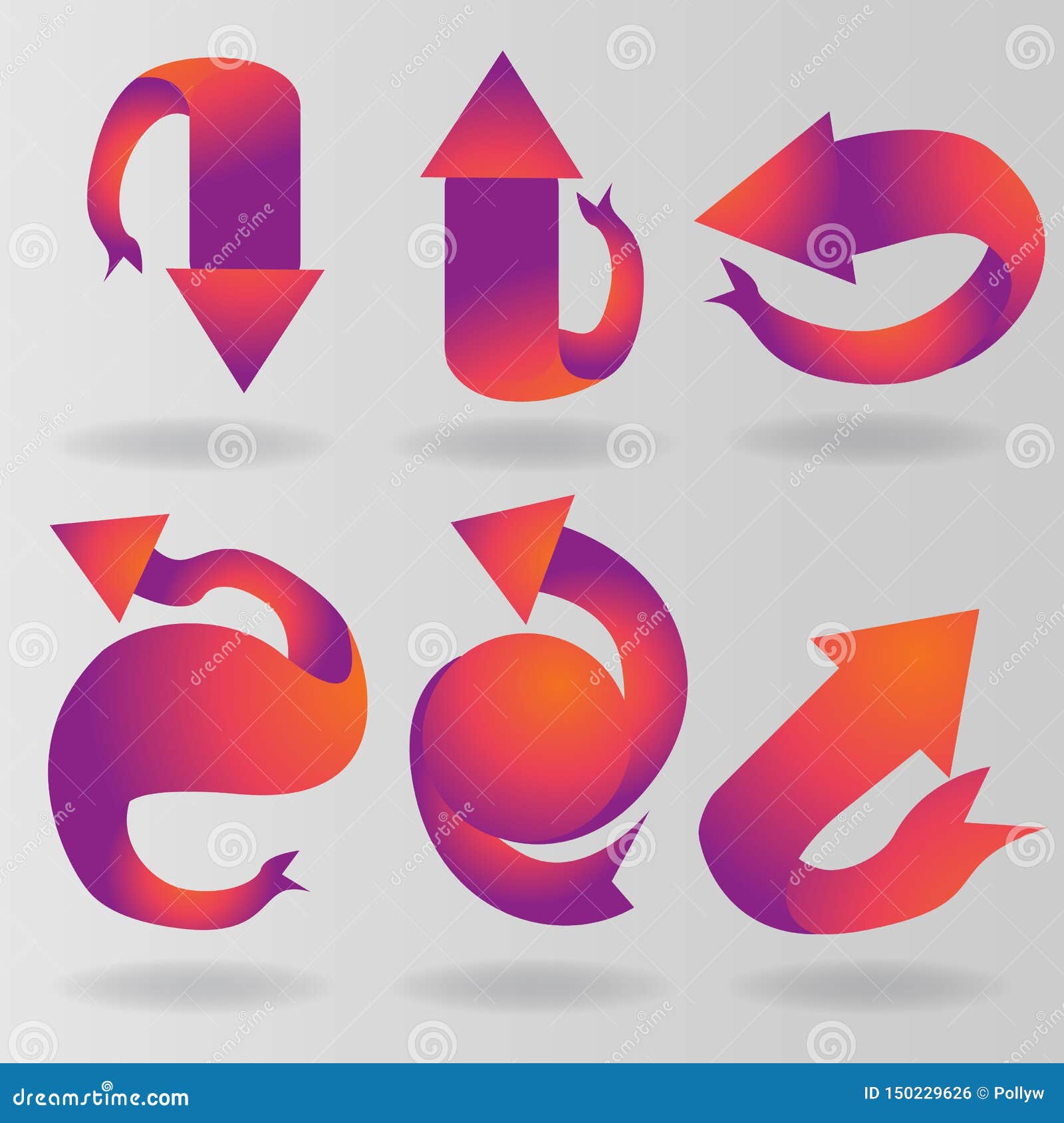 Ribbon Arrows Set, Six Interface Decoration Elements for Web and Print ...