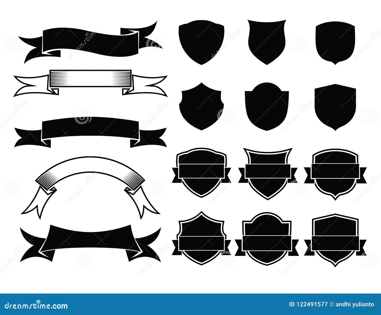 Ribbon Badge Emblem Element Vector Design Set Stock Illustration ...