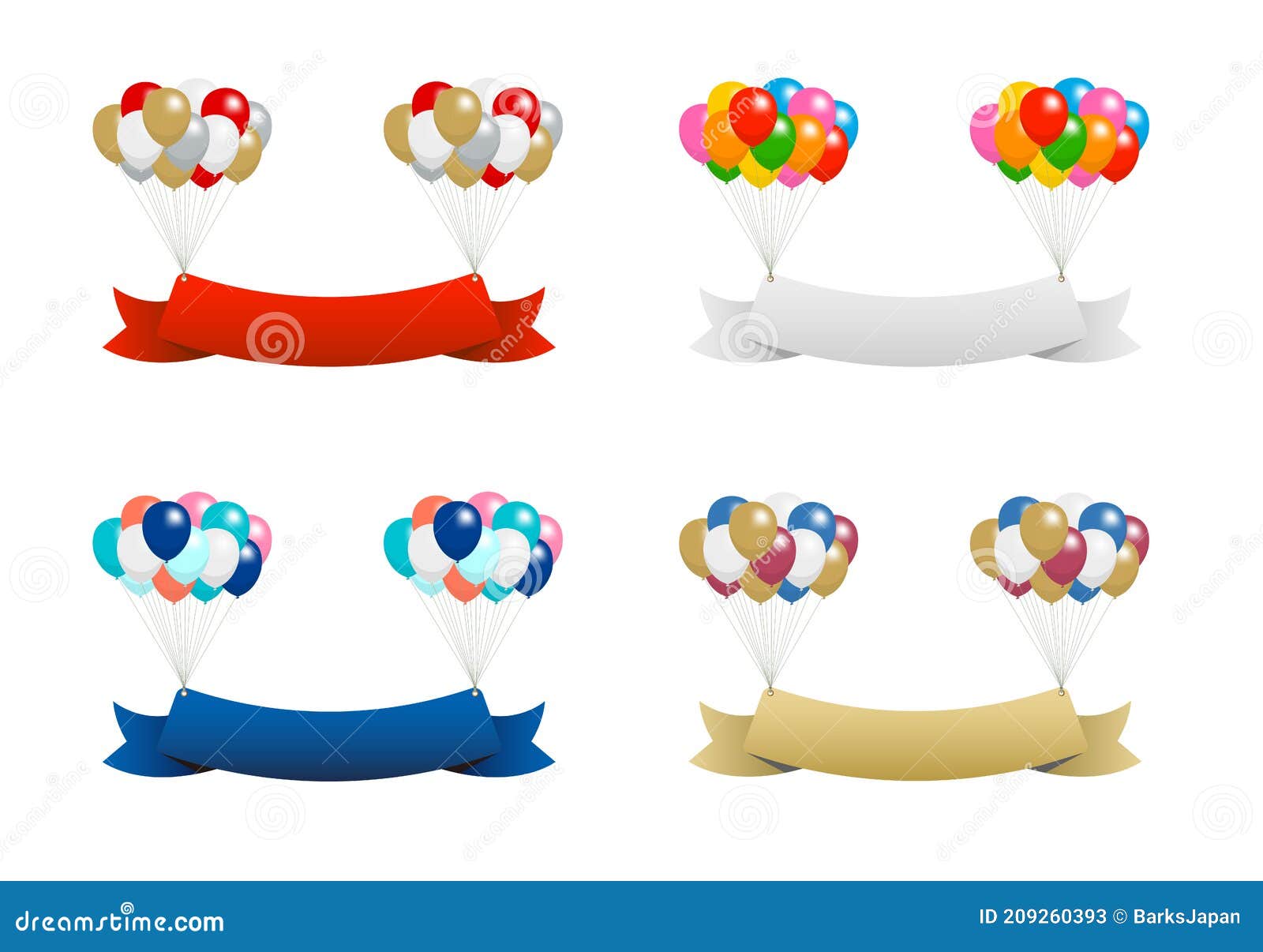 Ribbon Banner and Balloons Vector Illustration Set Stock Vector ...