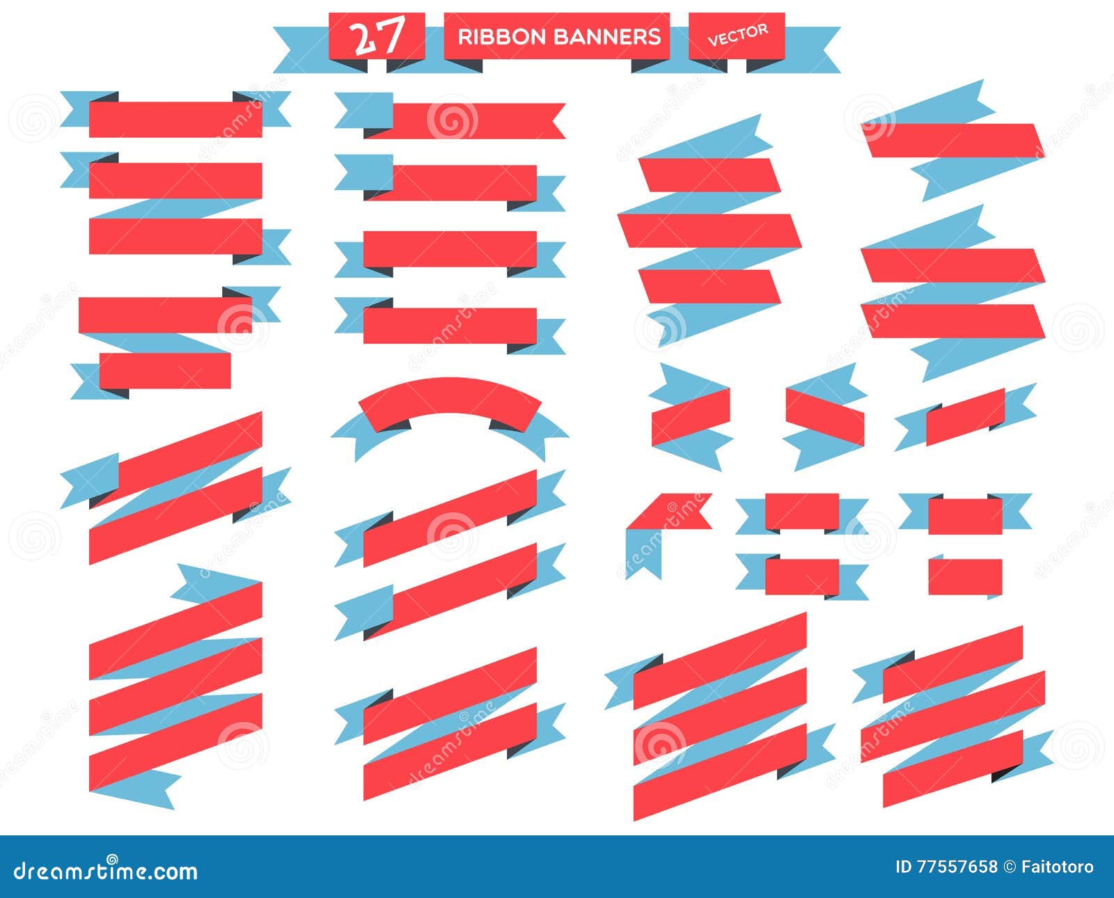 Ribbon Banner Flat Design Set Stock Vector - Illustration of header ...