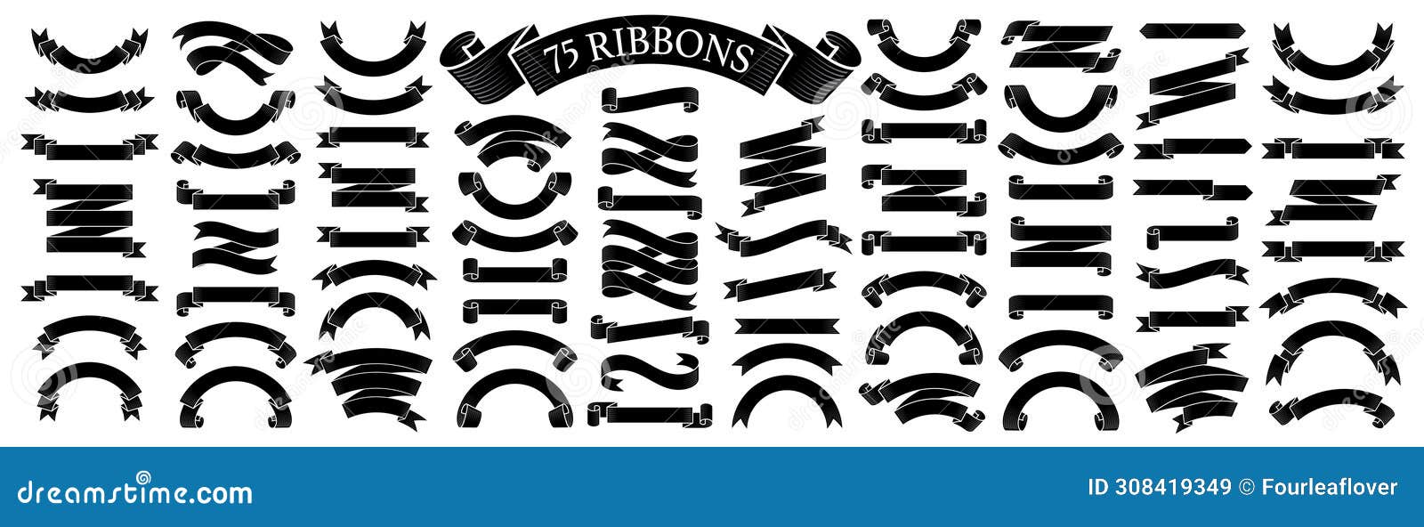 Ribbon Banner Set. Simple Ribbons Stock Vector - Illustration of signs ...
