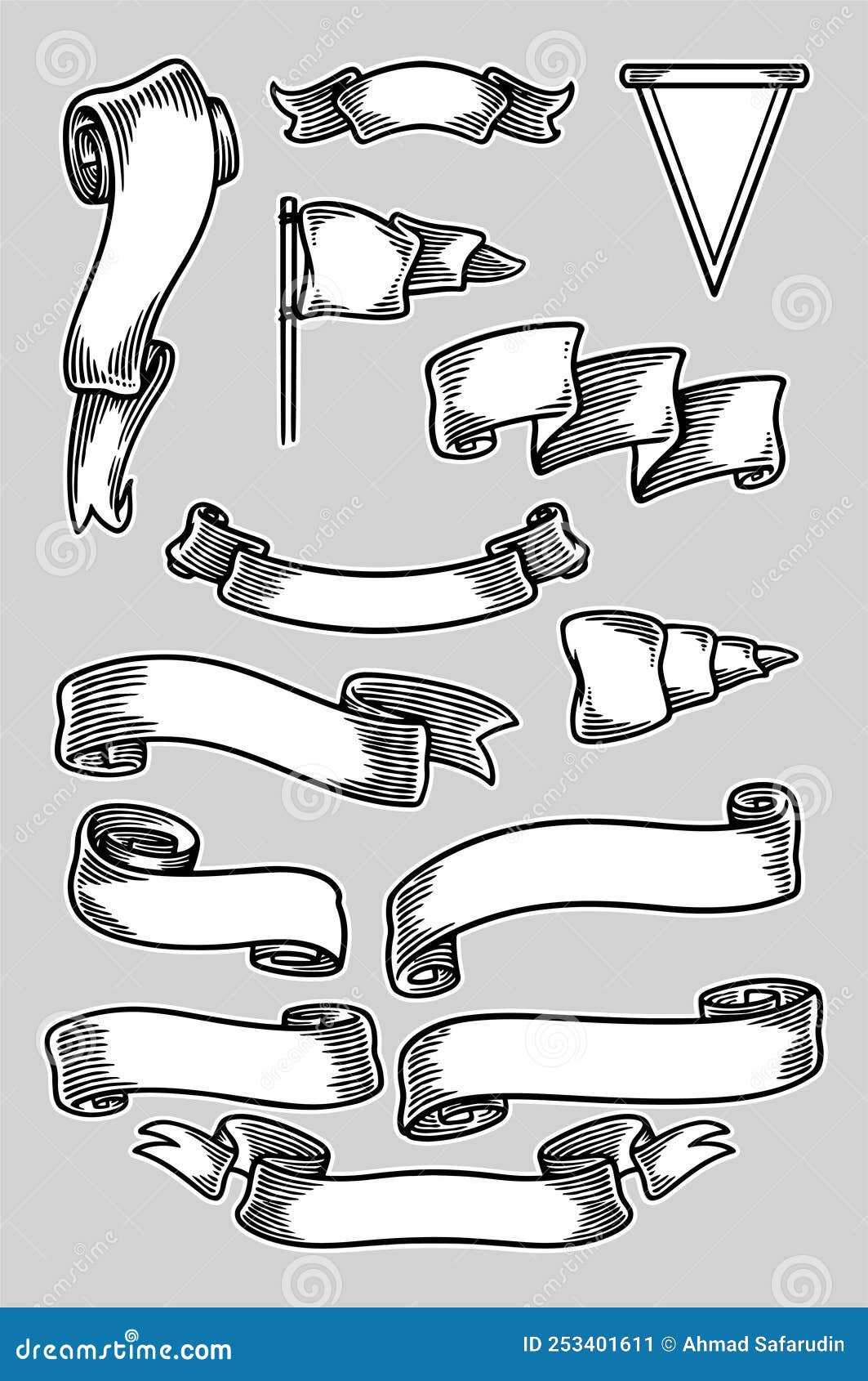 Ribbon Banner Set Vector Illustration Stock Illustration - Illustration ...