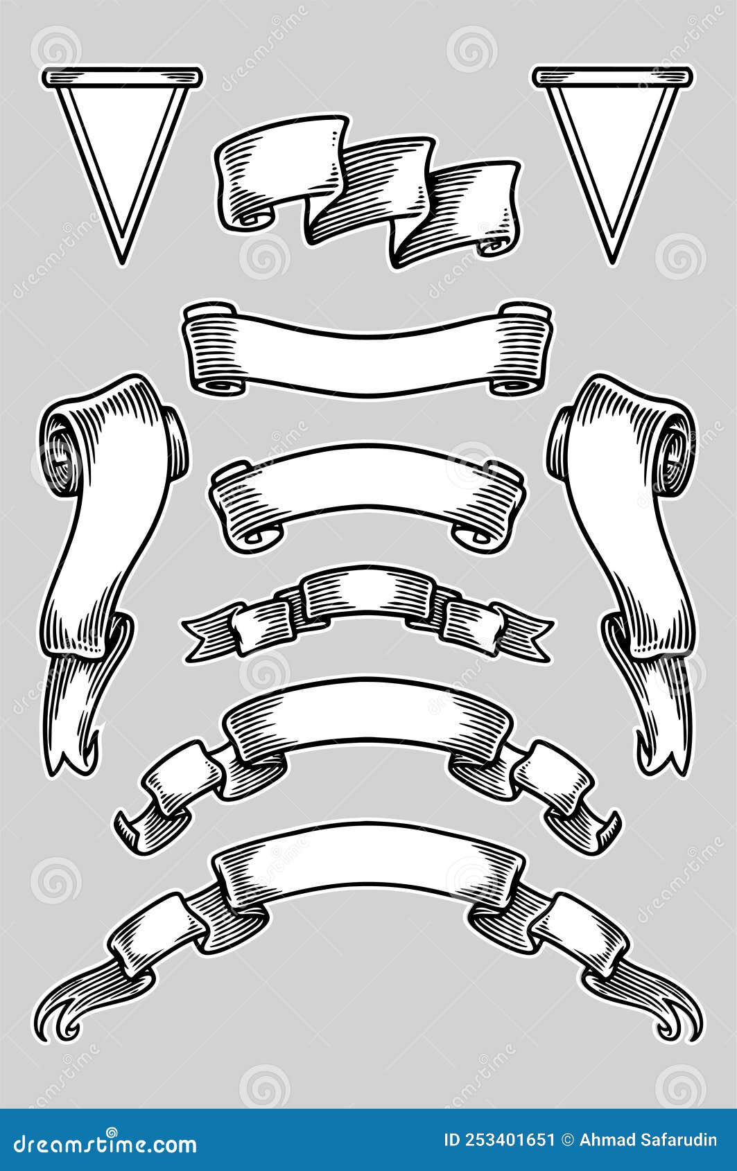 Ribbon Banner Set Vector Illustration Stock Illustration - Illustration ...