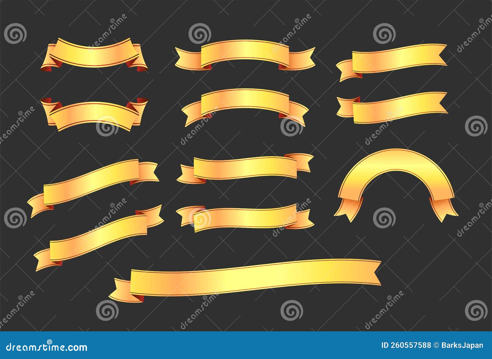 Ribbon Banner Vector Illustration Set Text Sapce | Gold Stock Vector ...