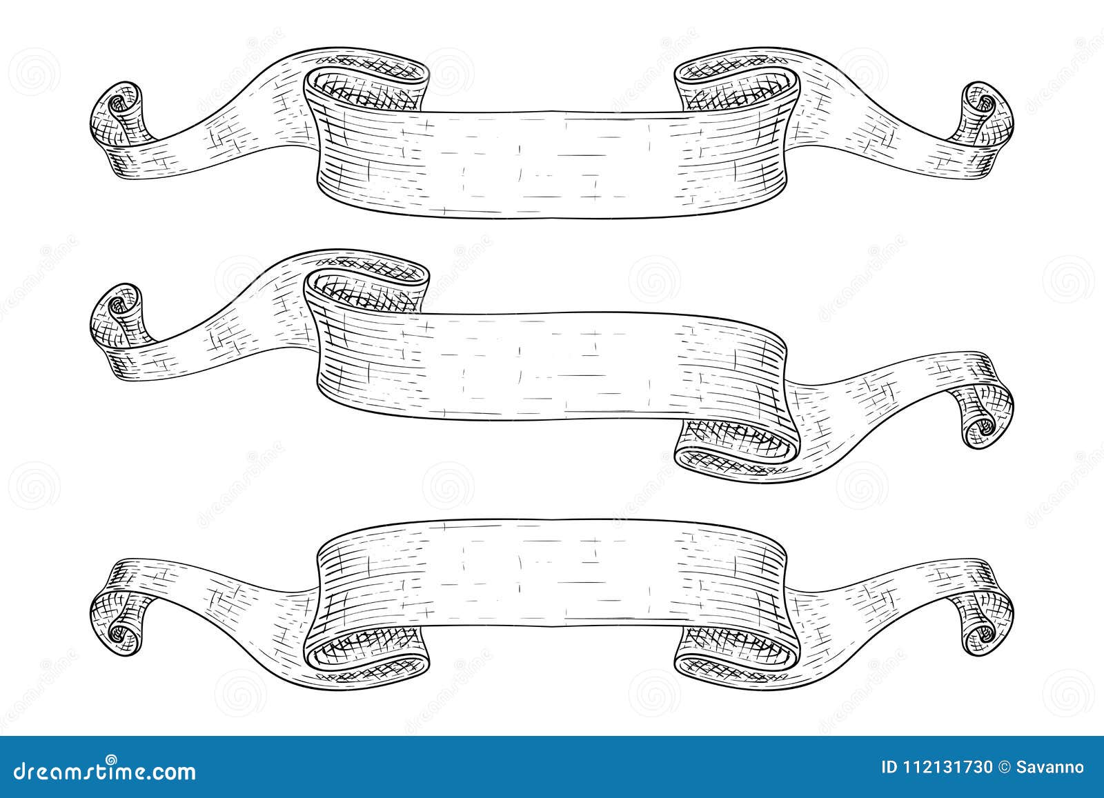 Ribbon Banners. Hand Drawn Sketch Stock Vector - Illustration of ...