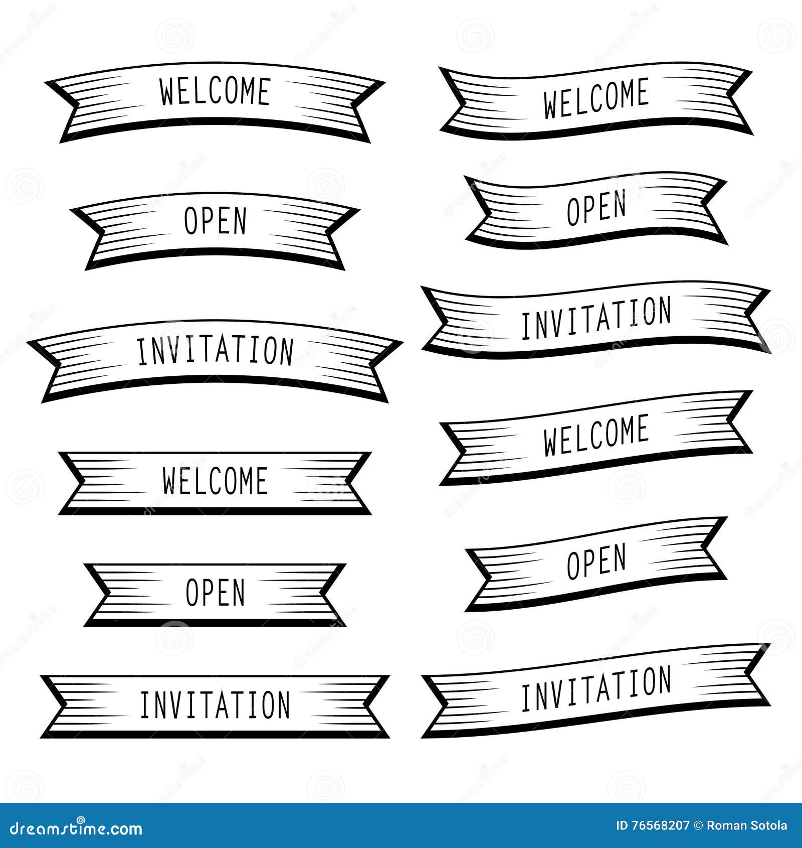 Ribbon Banners Welcome Open Invitation Stock Vector - Illustration of ...