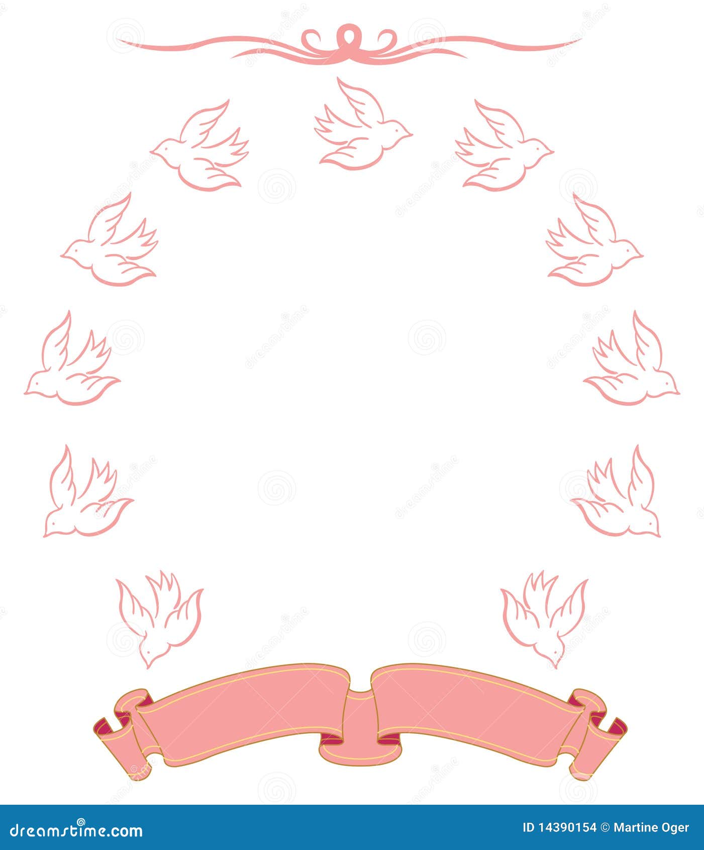 Ribbon and birds. stock vector. Illustration of banner - 14390154