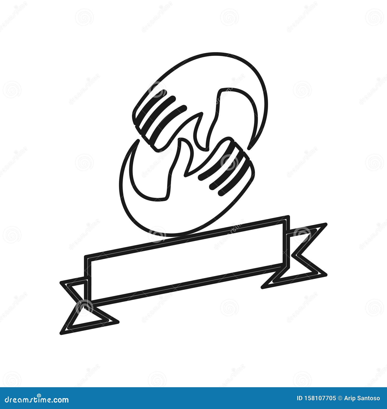 Ribbon Blank Hand Commitment Teamwork Together Outline Logo Stock ...