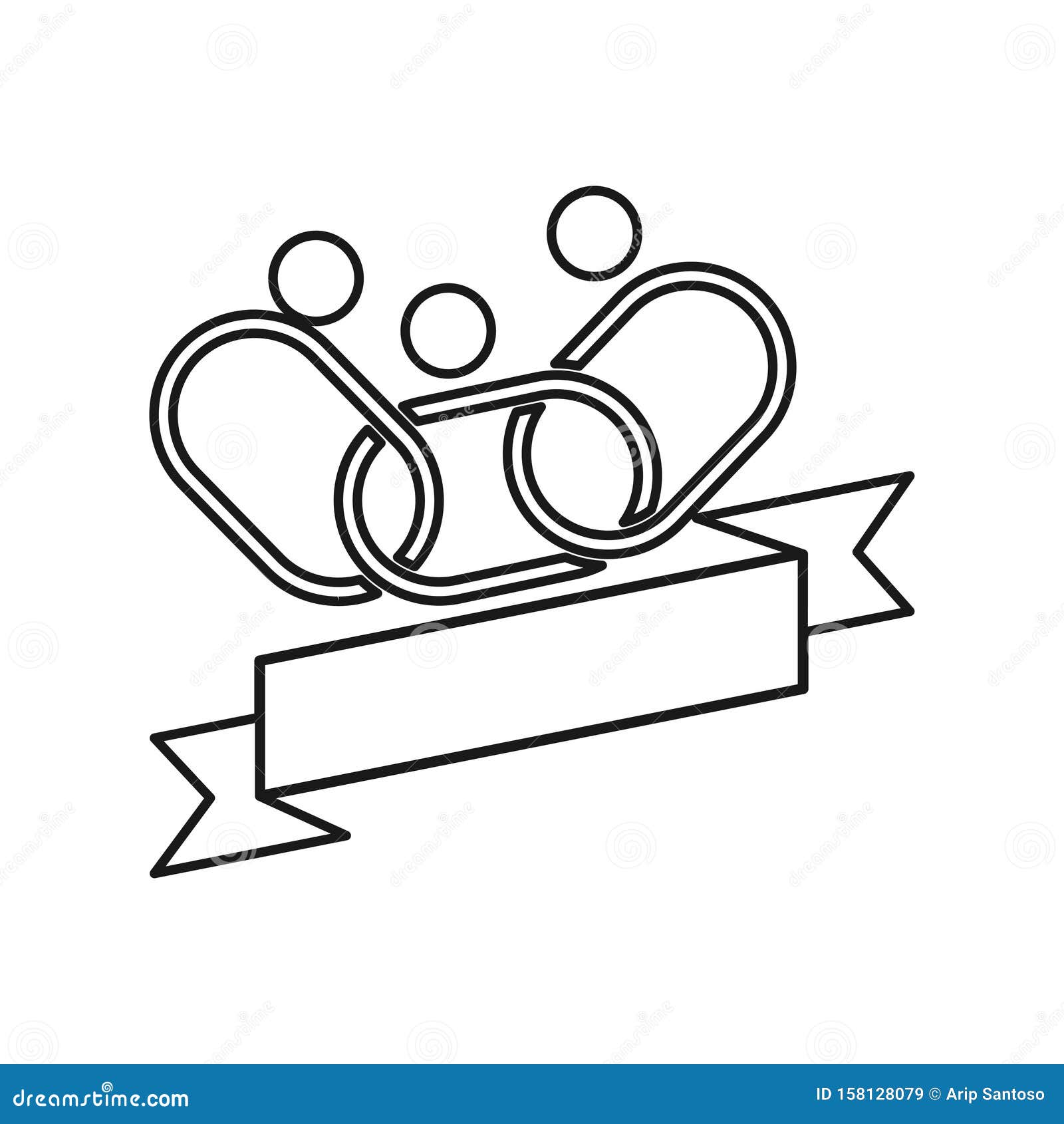 Ribbon Chain People Commitment Teamwork Together Outline Logo Stock ...