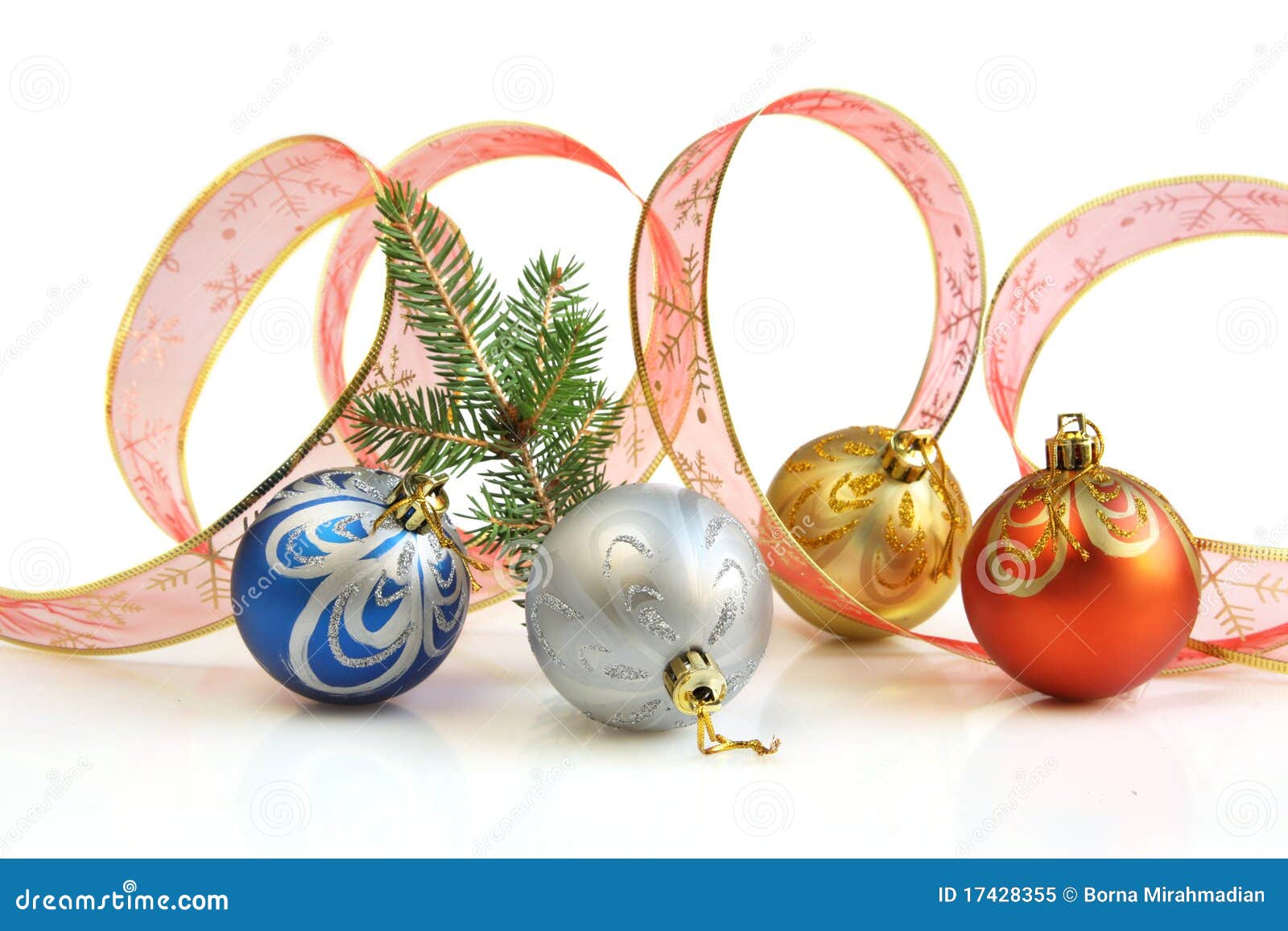 Ribbon and Christmas Balls stock image. Image of colorful - 17428355