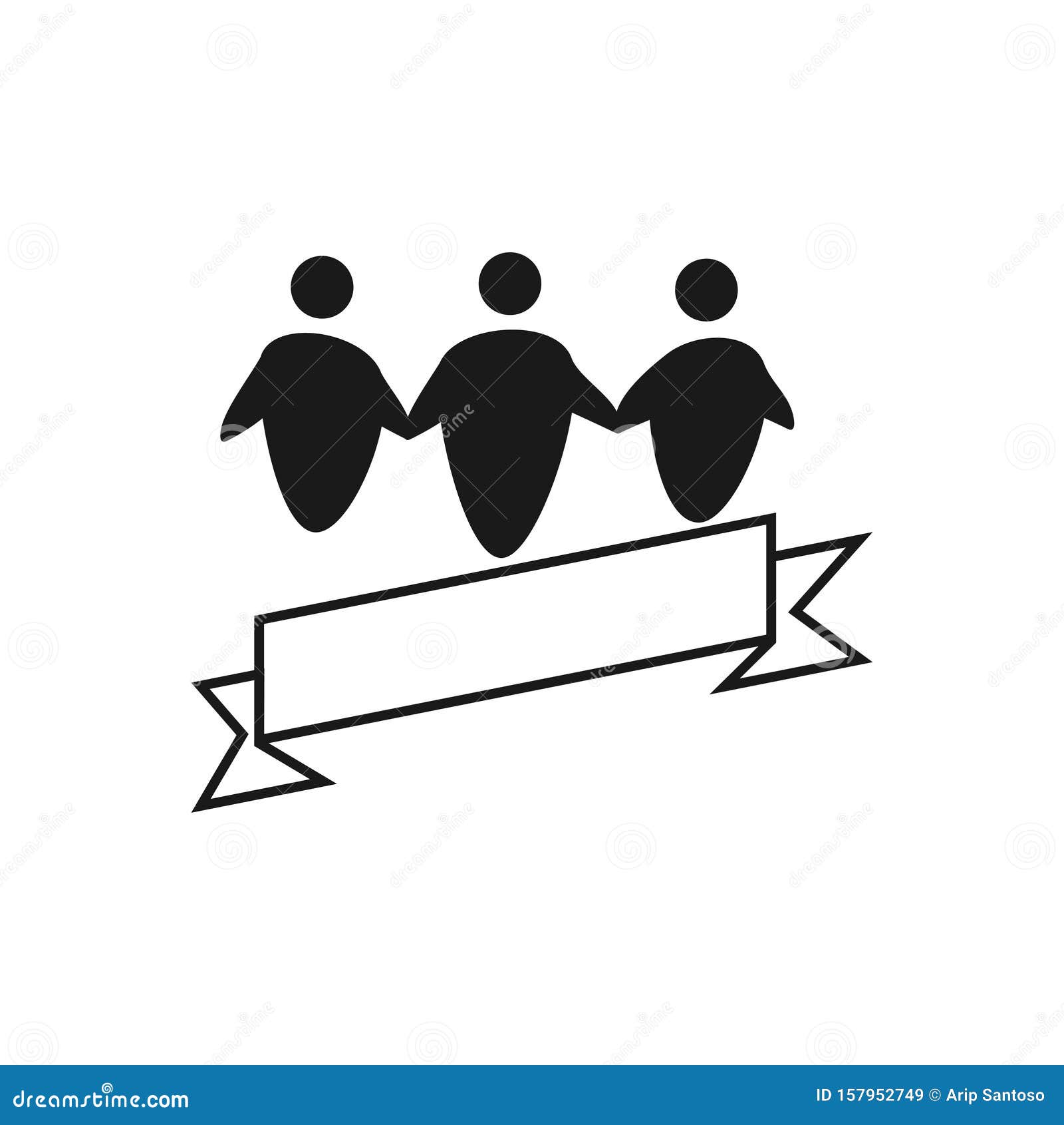 Ribbon Commitment Teamwork Together Black Logo Stock Vector ...