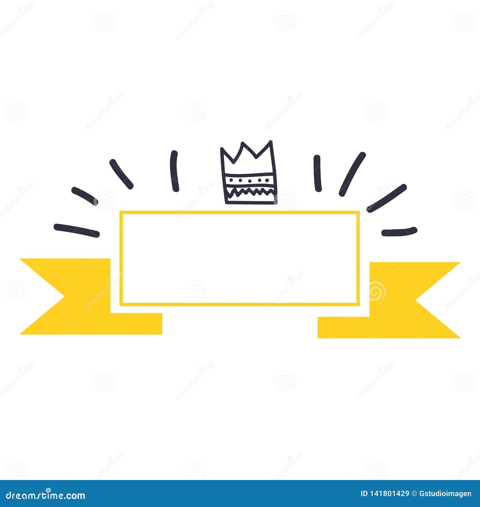 Ribbon and crown frame stock vector. Illustration of vector - 141801429
