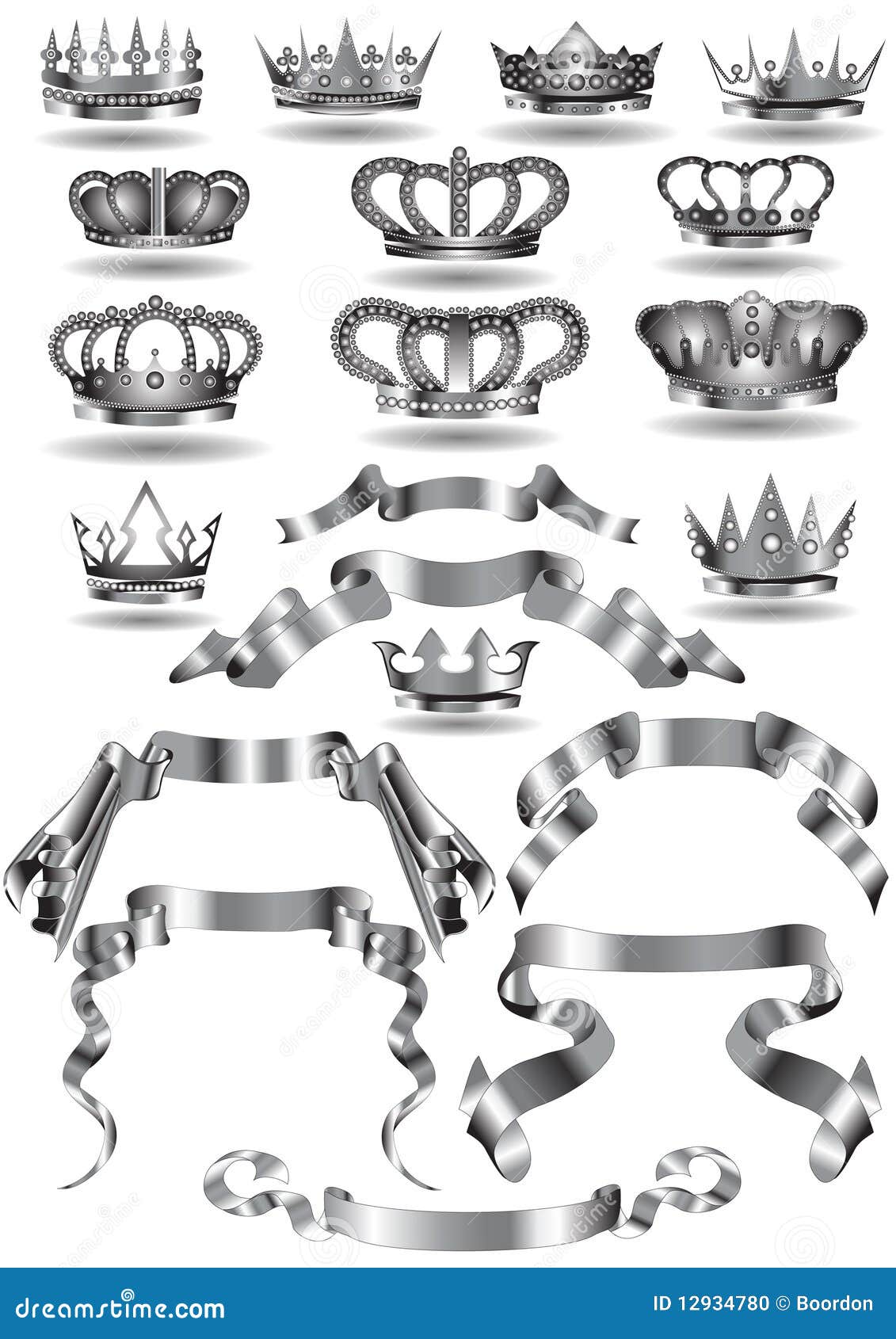 Ribbon crown icon stock vector. Illustration of black - 12934780