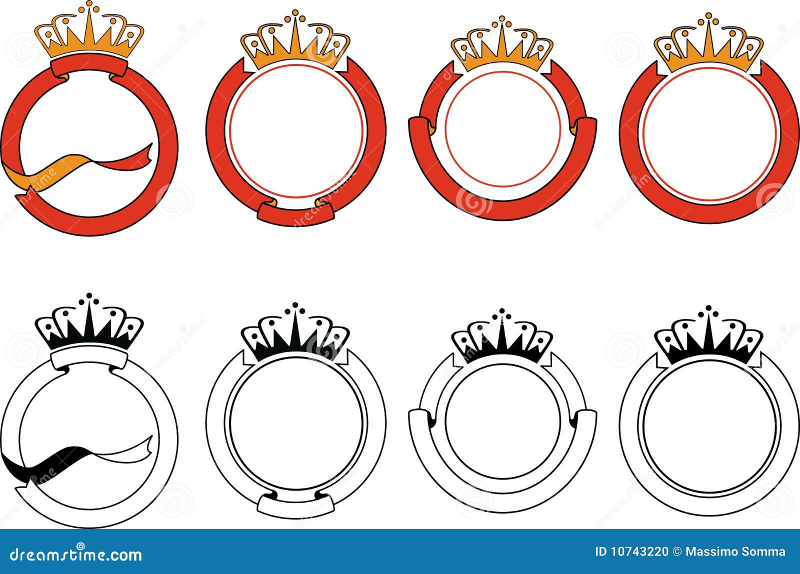 Ribbon & Crown Set stock vector. Illustration of label - 10743220