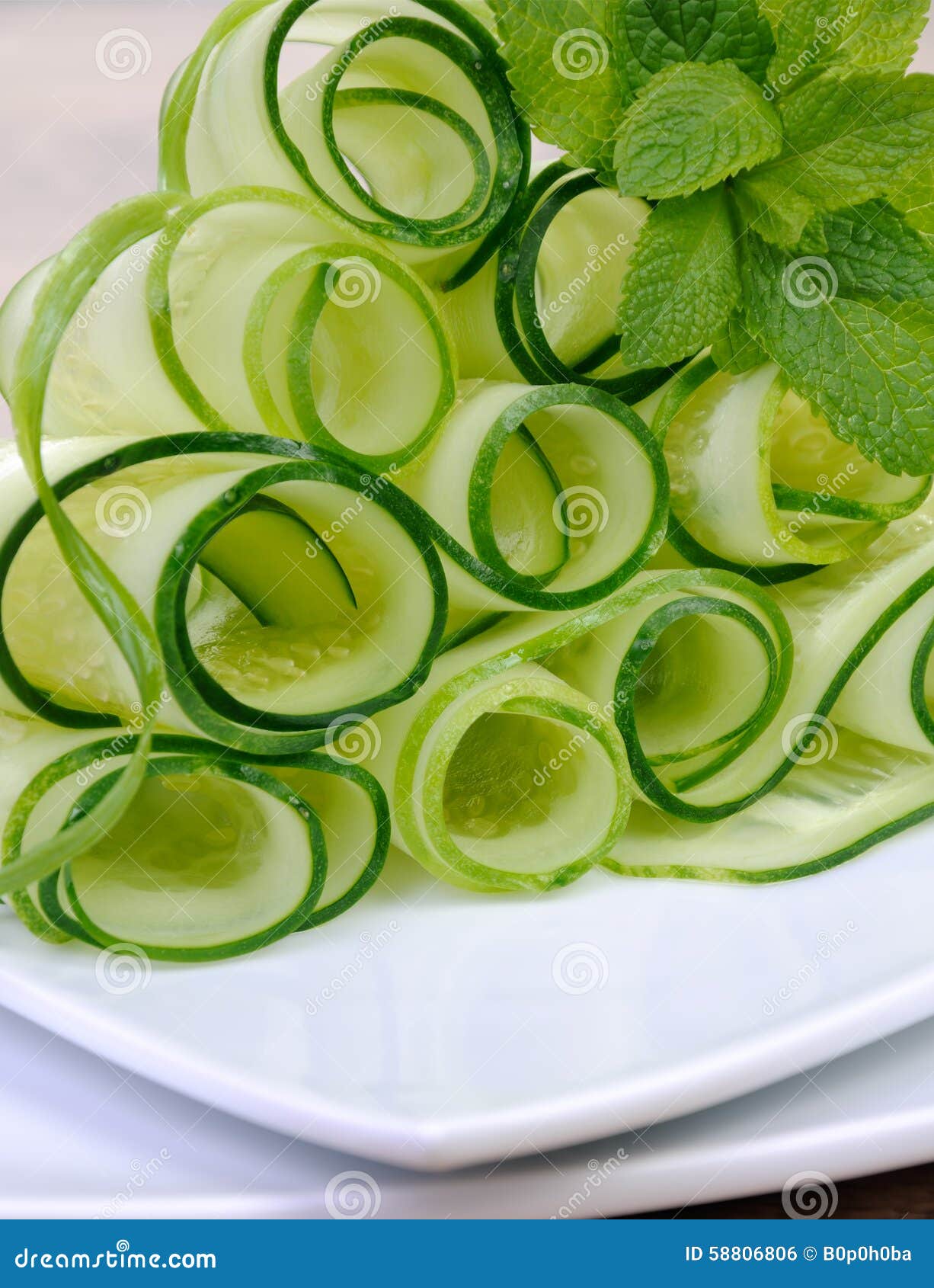 Ribbon Cucumber Salad with Mint Stock Photo - Image of chopped, dinner ...