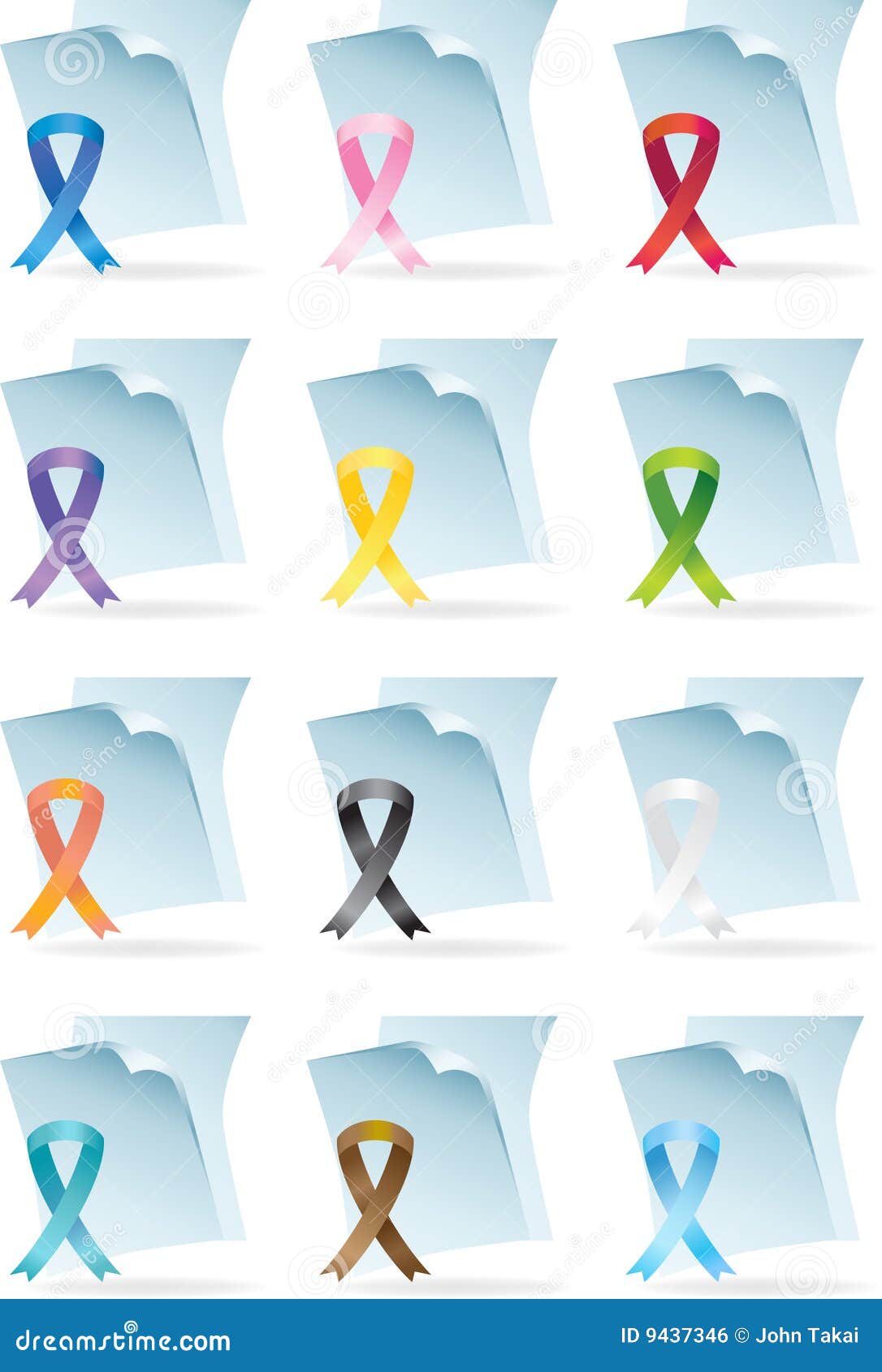 Ribbon Document Icons stock vector. Illustration of yellow - 9437346