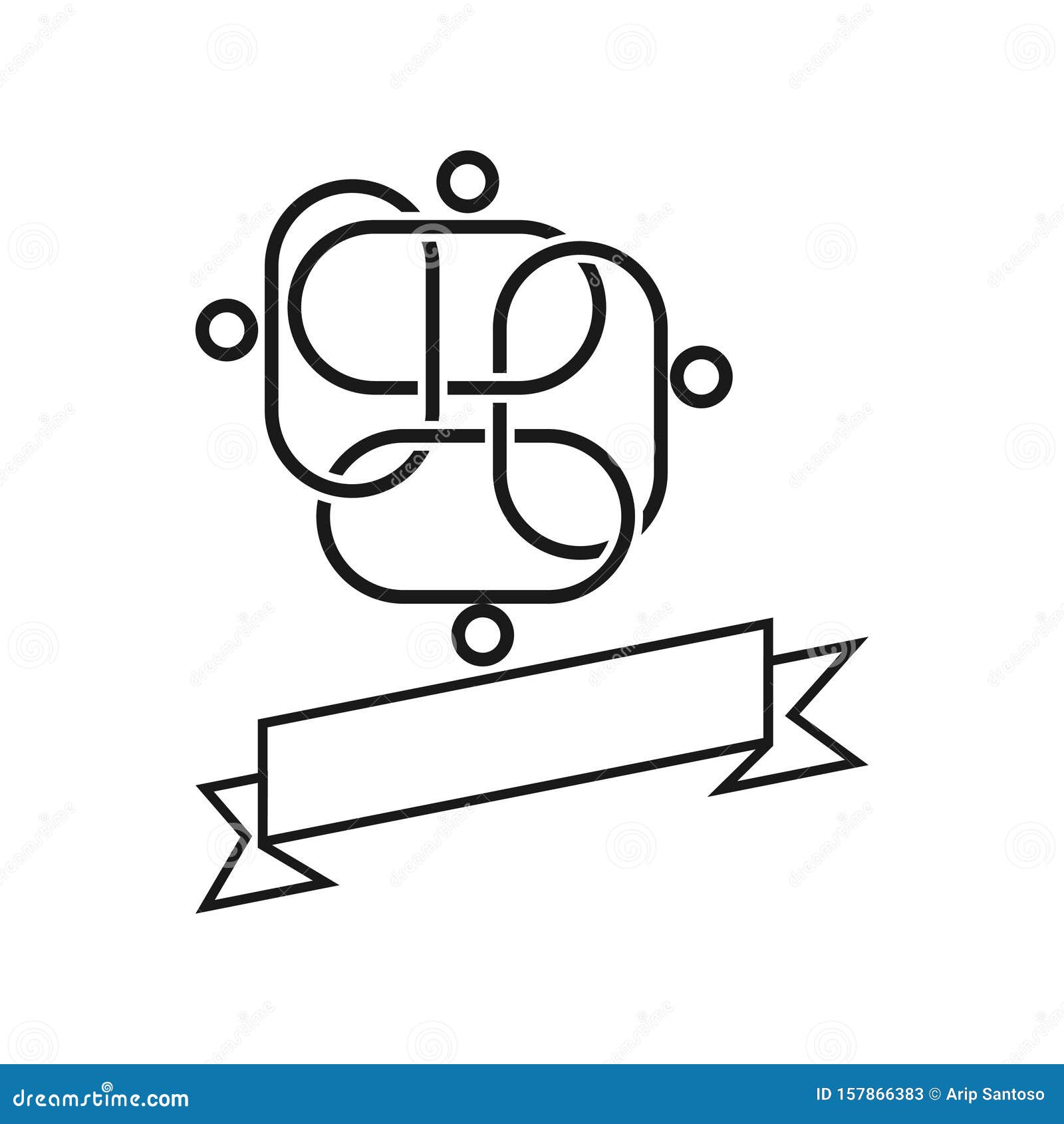 Ribbon Empty Connection Commitment Teamwork Together Black Logo Stock Vector - Illustration of ...