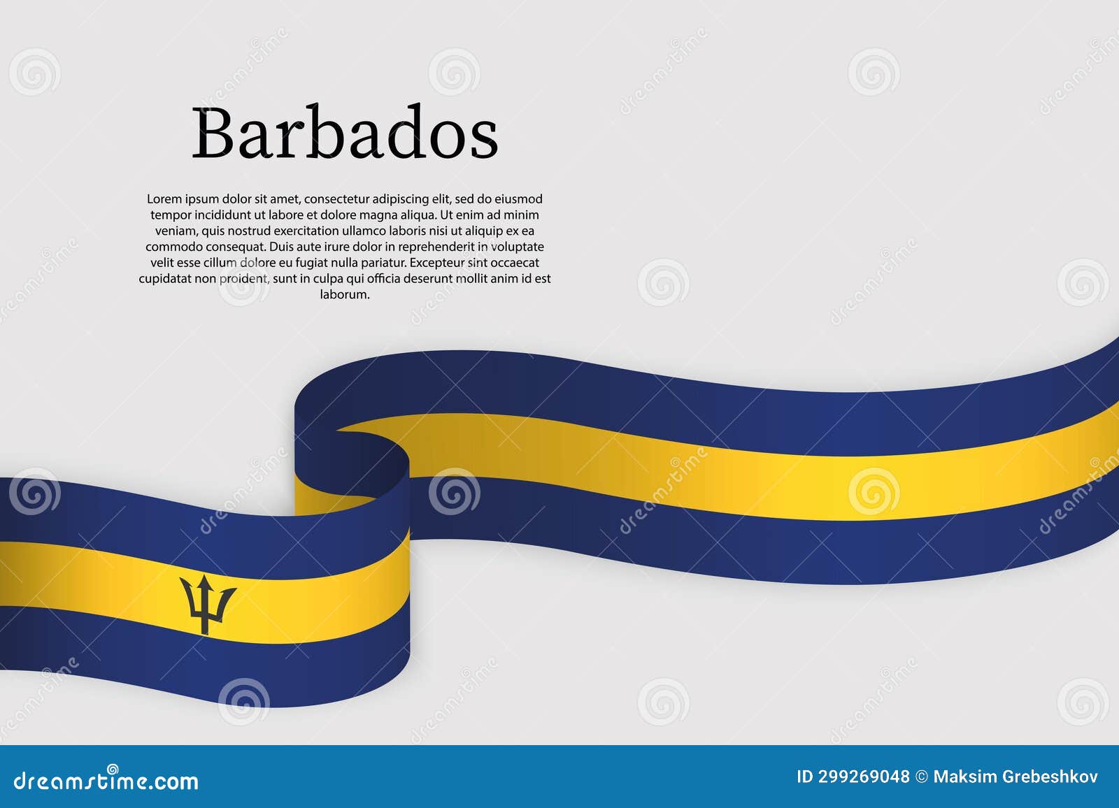 Ribbon Flag of Barbados. Celebration Background Stock Vector ...