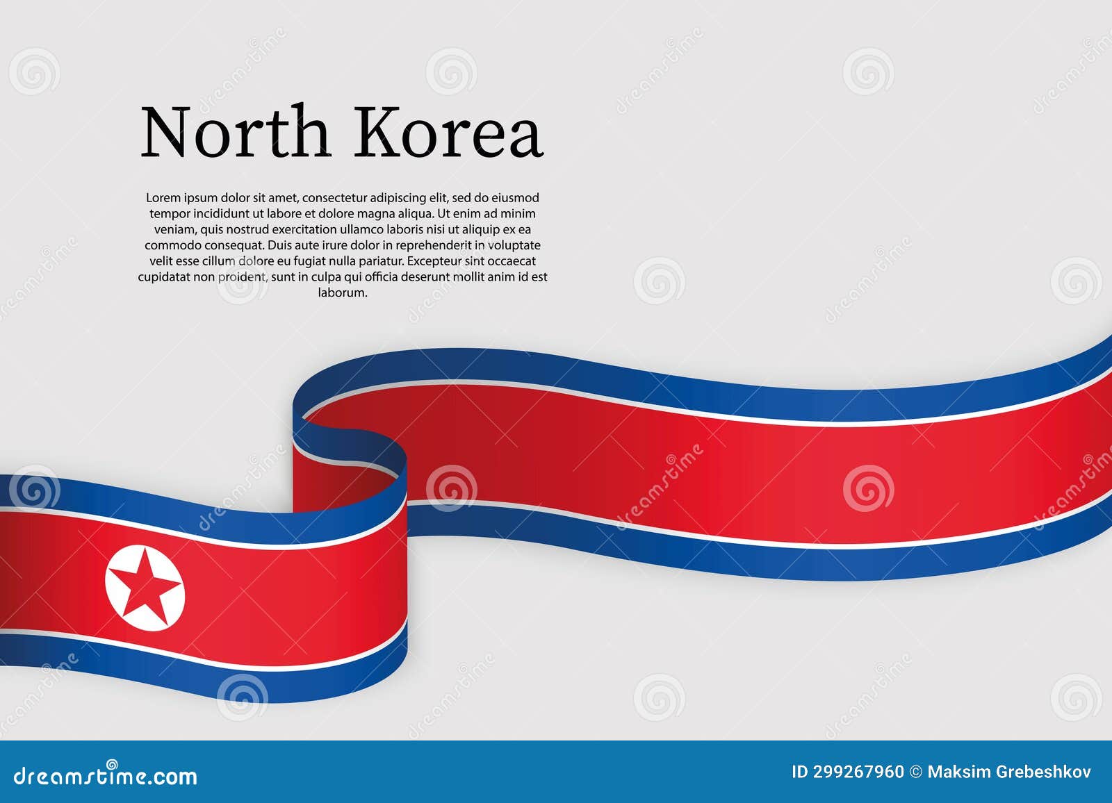Ribbon Flag of North Korea. Celebration Background Stock Vector ...