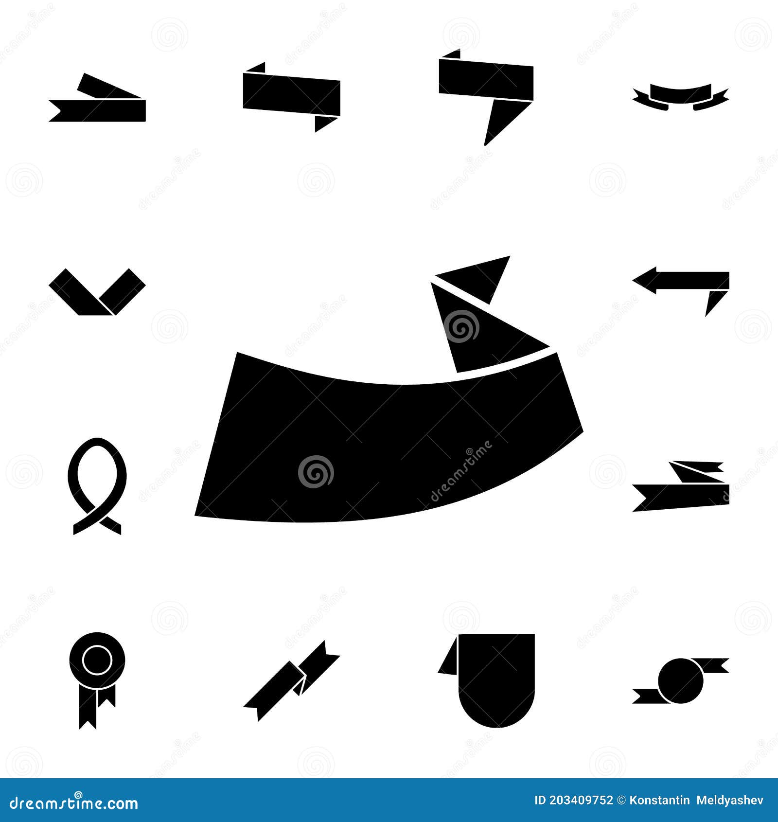 Ribbon Flat Vector Icon in Ribbons Pack Stock Illustration ...