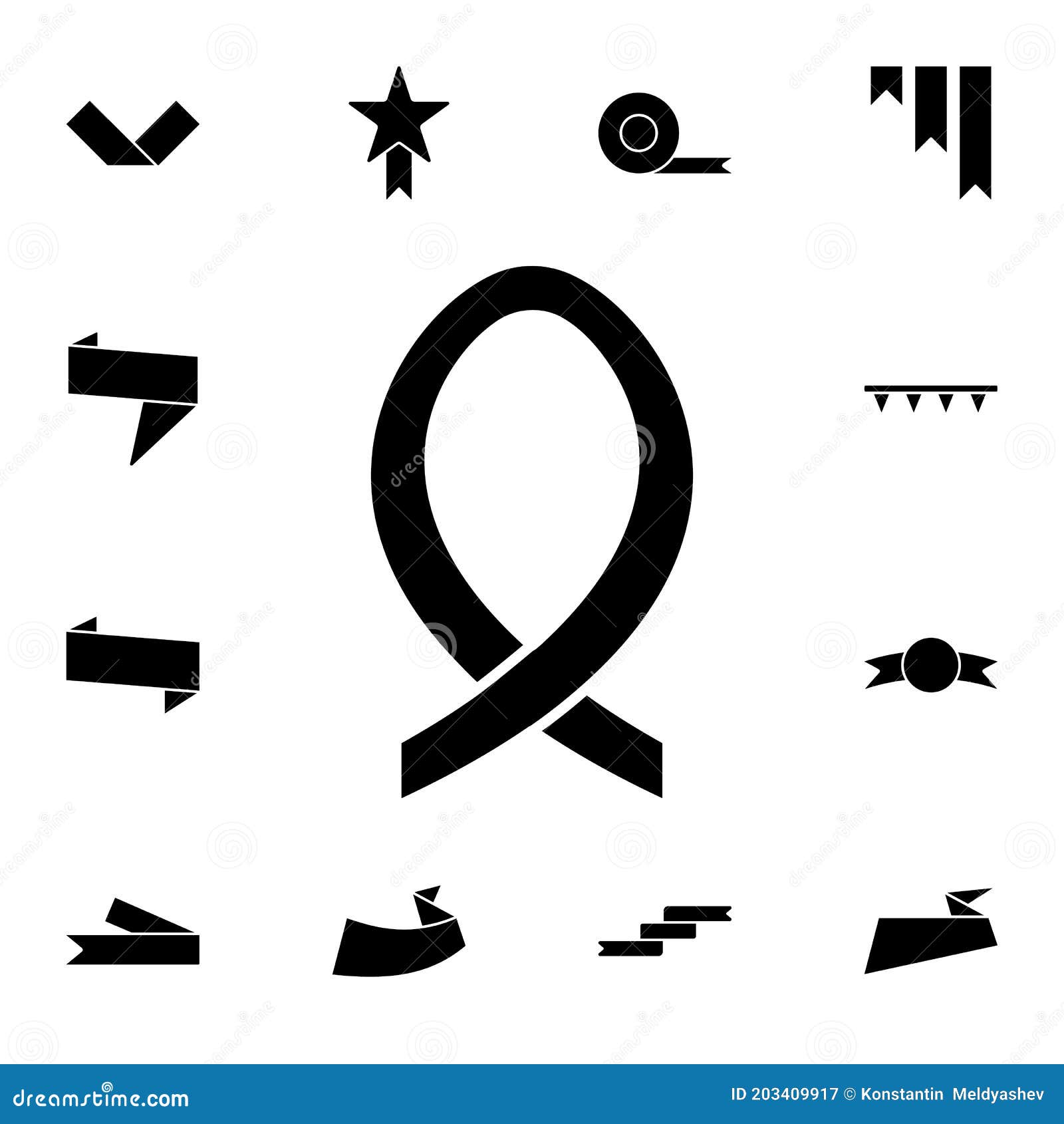 Ribbon Flat Vector Icon in Ribbons Pack Stock Illustration ...