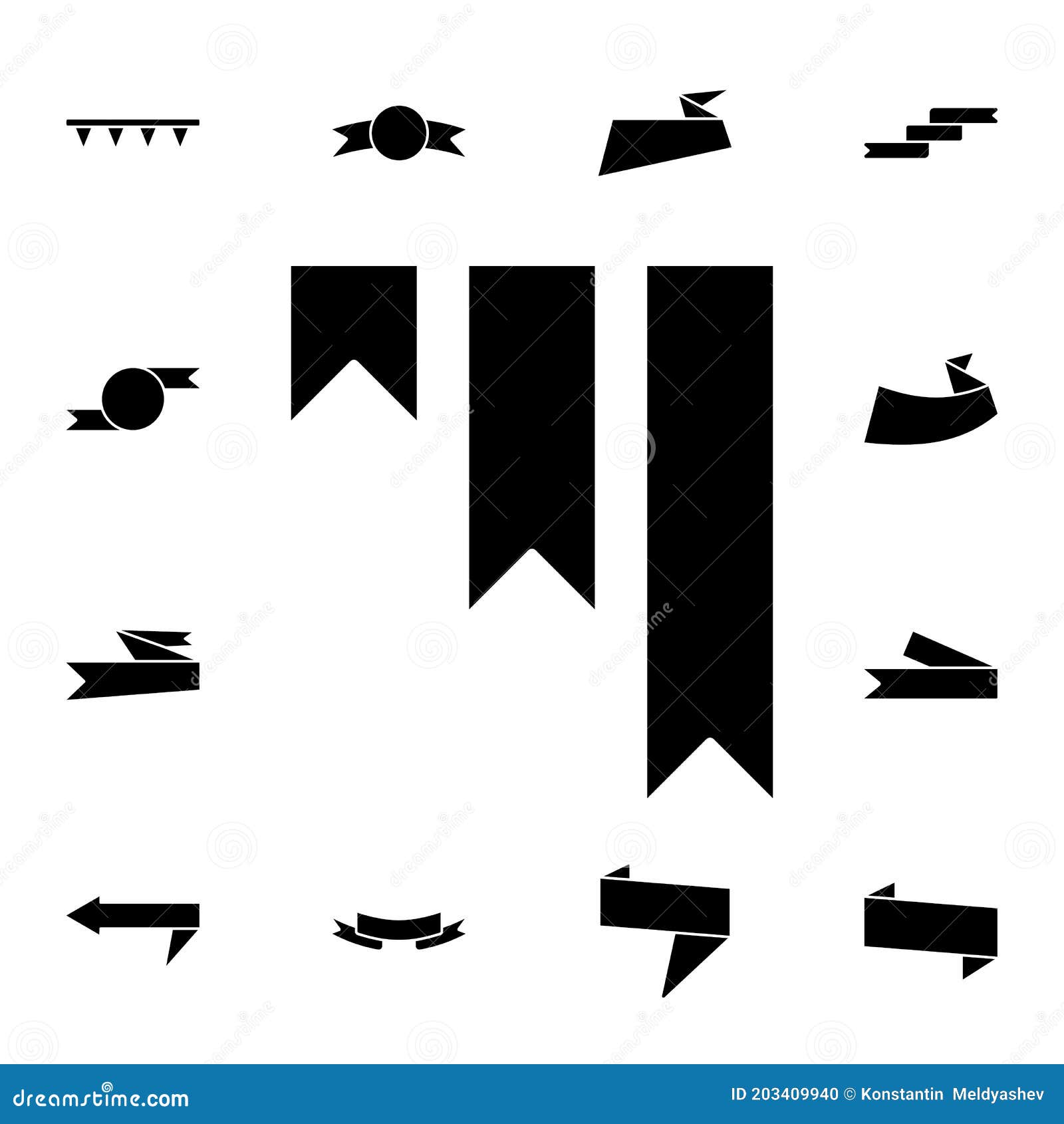 Ribbon Flat Vector Icon in Ribbons Pack Stock Illustration ...